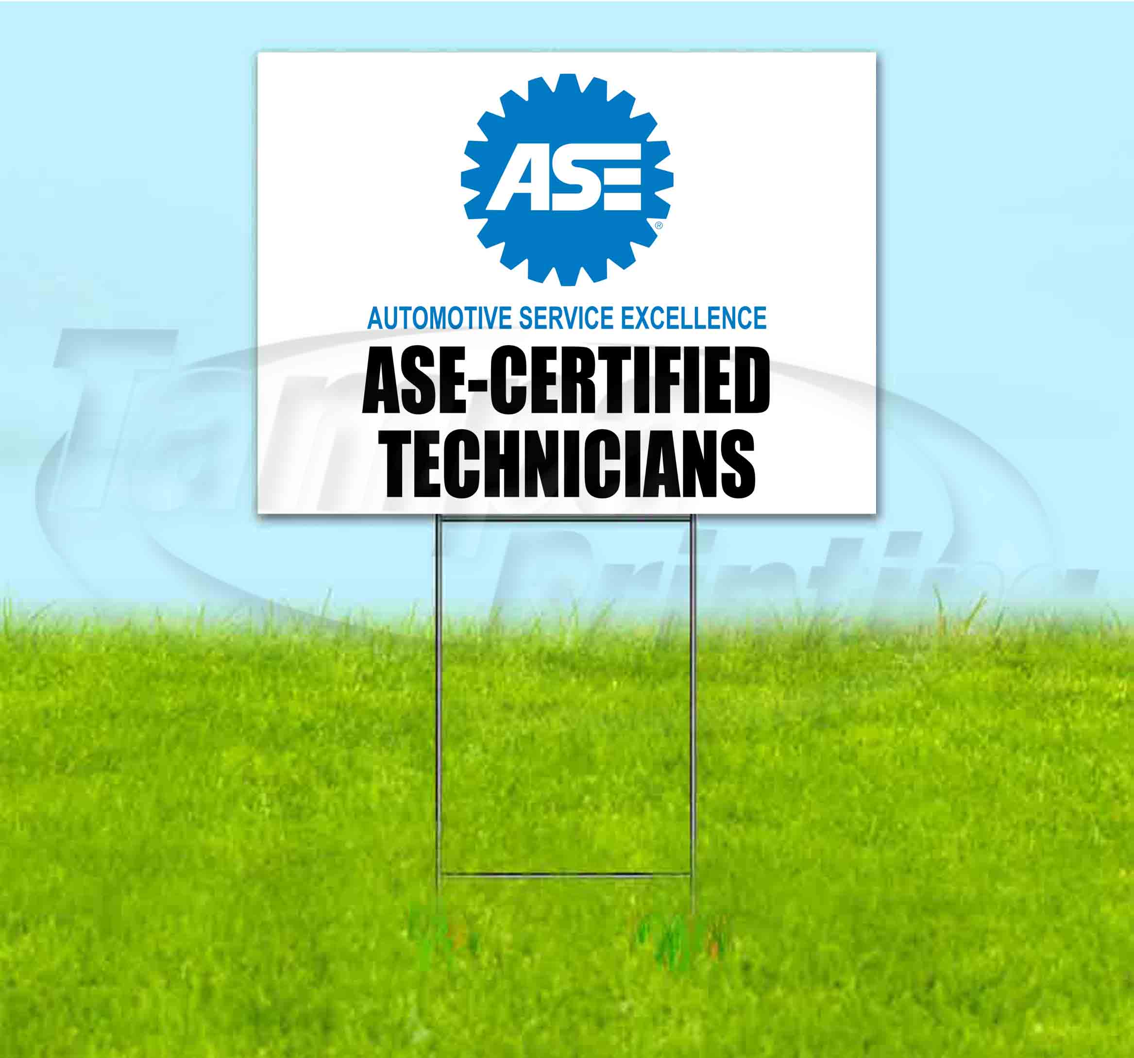 Ase Certified Tech (18" x 24") Yard Sign, Includes Metal Step Stake ...