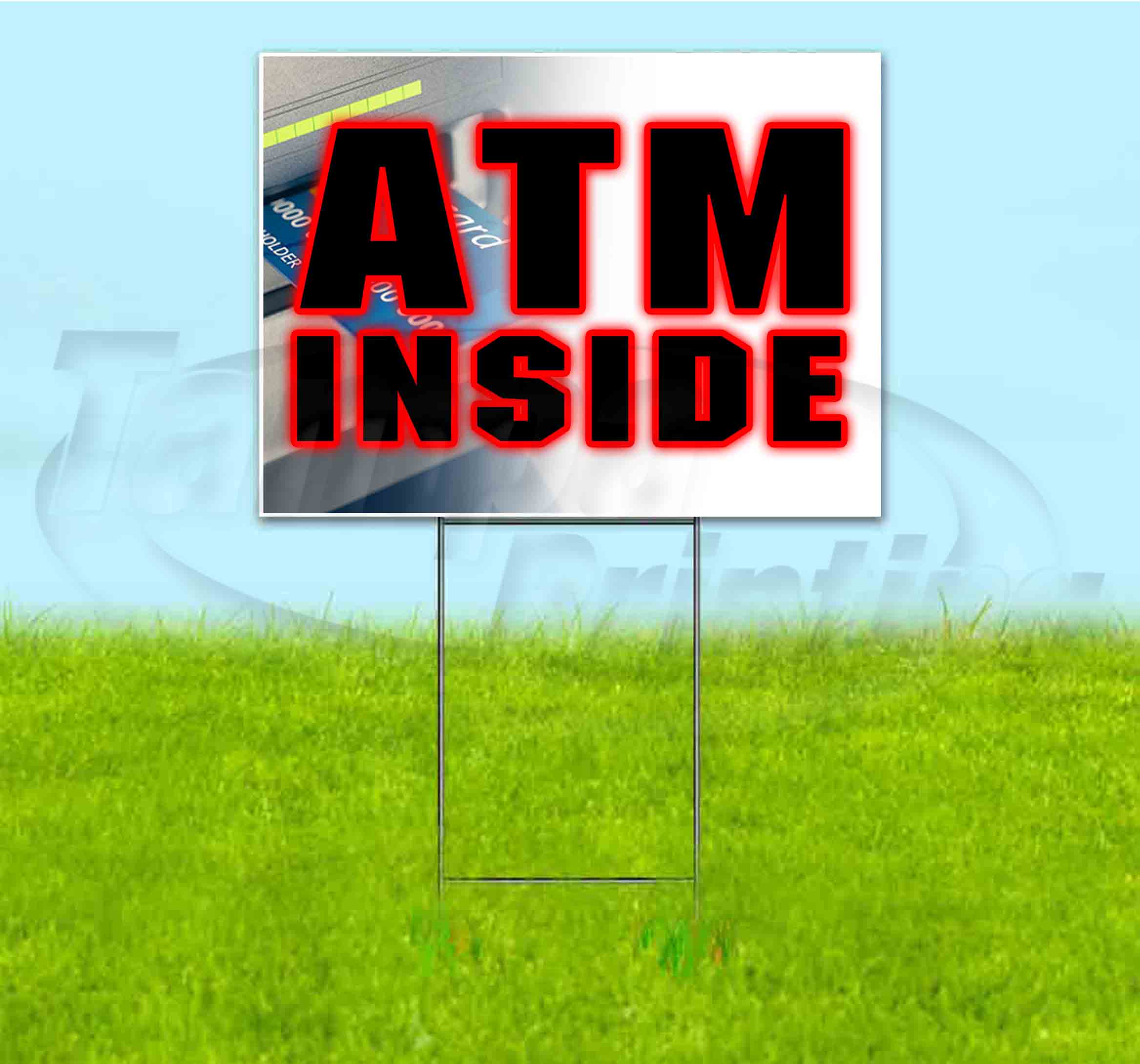 ATM Inside (18" x 24") Yard Sign, Includes Metal Step Stake - Walmart.com