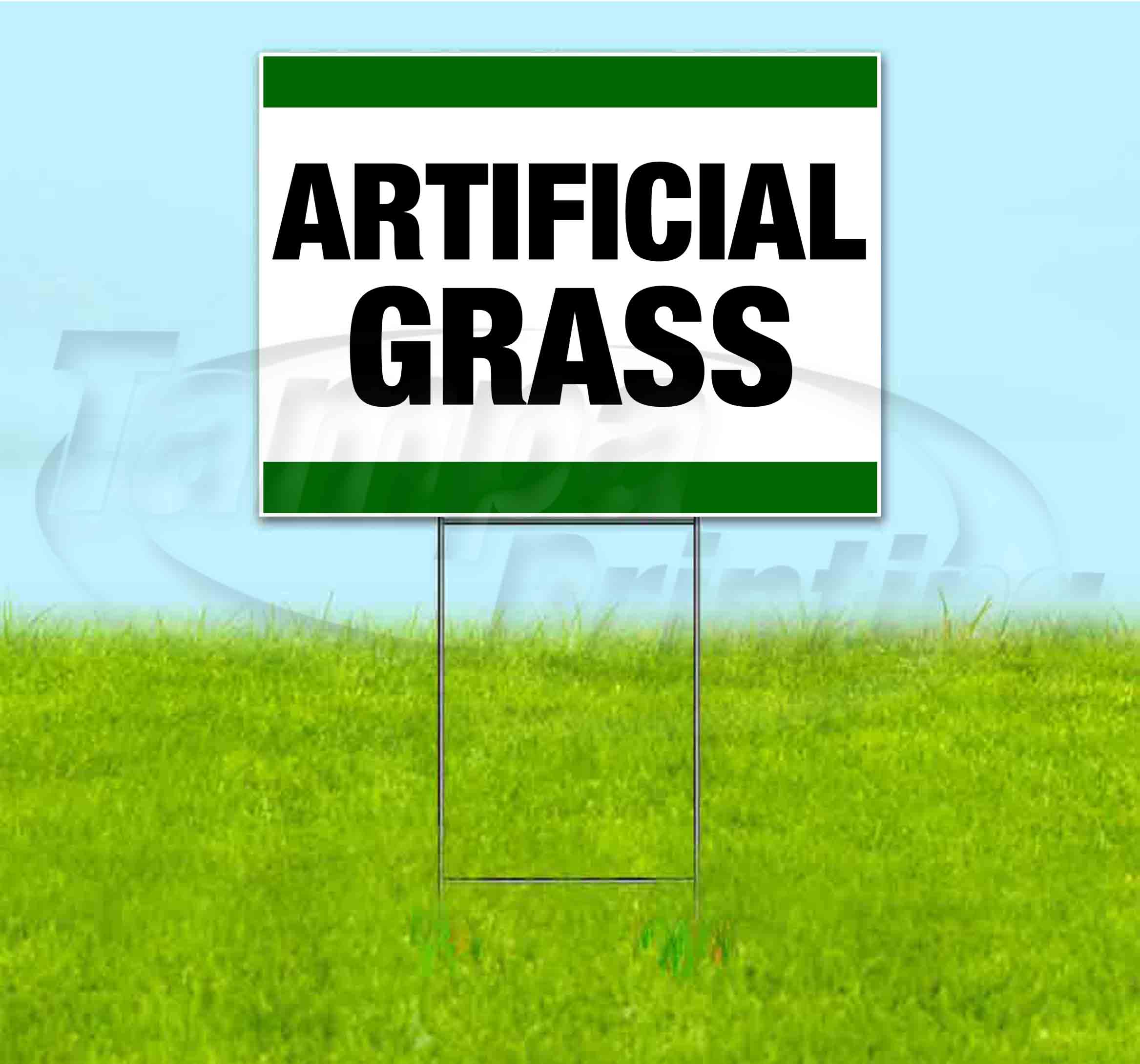 Artificial Grass (18" x 24") Yard Sign, Includes Metal Step Stake ...