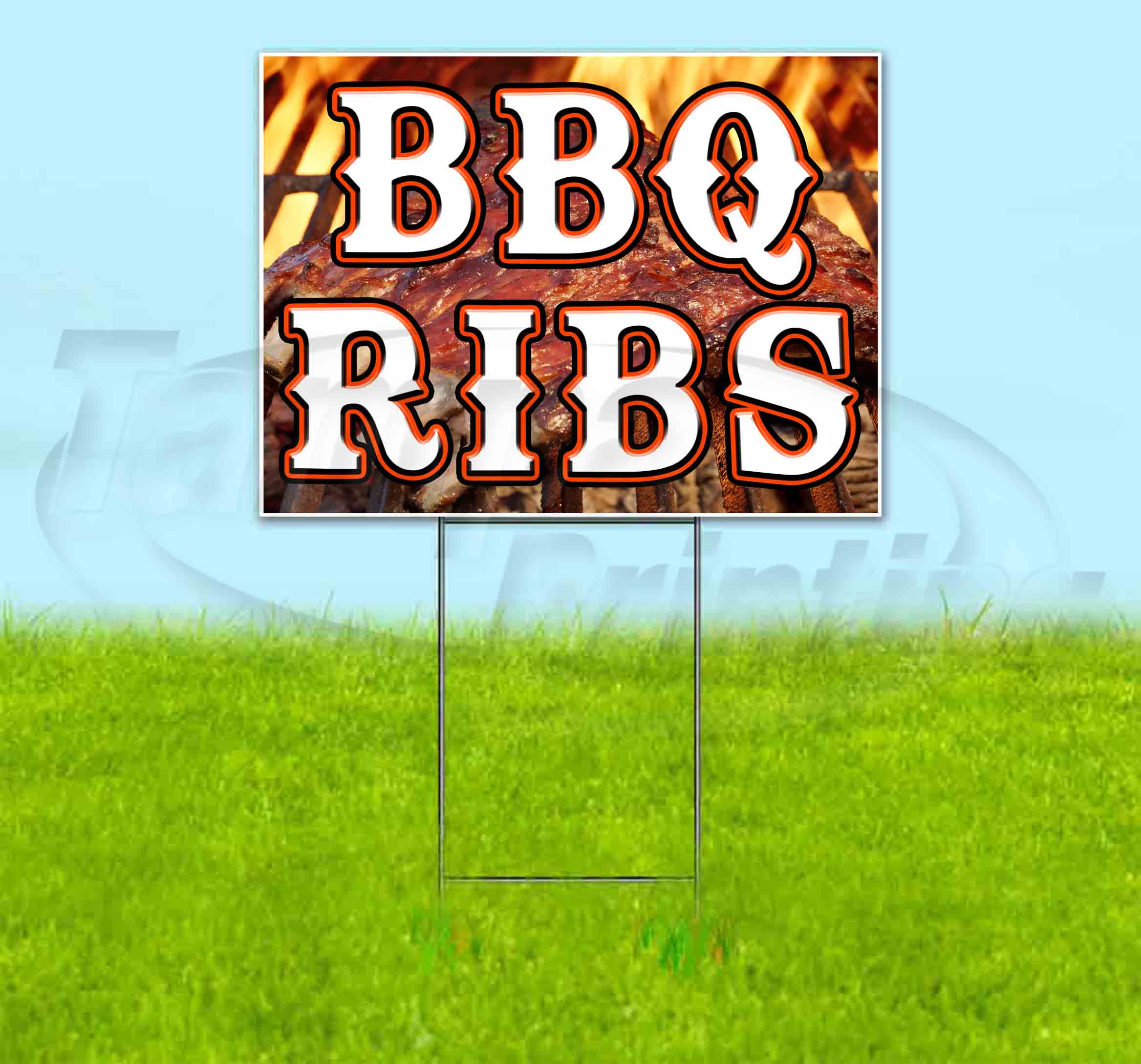 BBQ Ribs (18" x 24") Yard Sign, Includes Metal Step Stake - Walmart.com