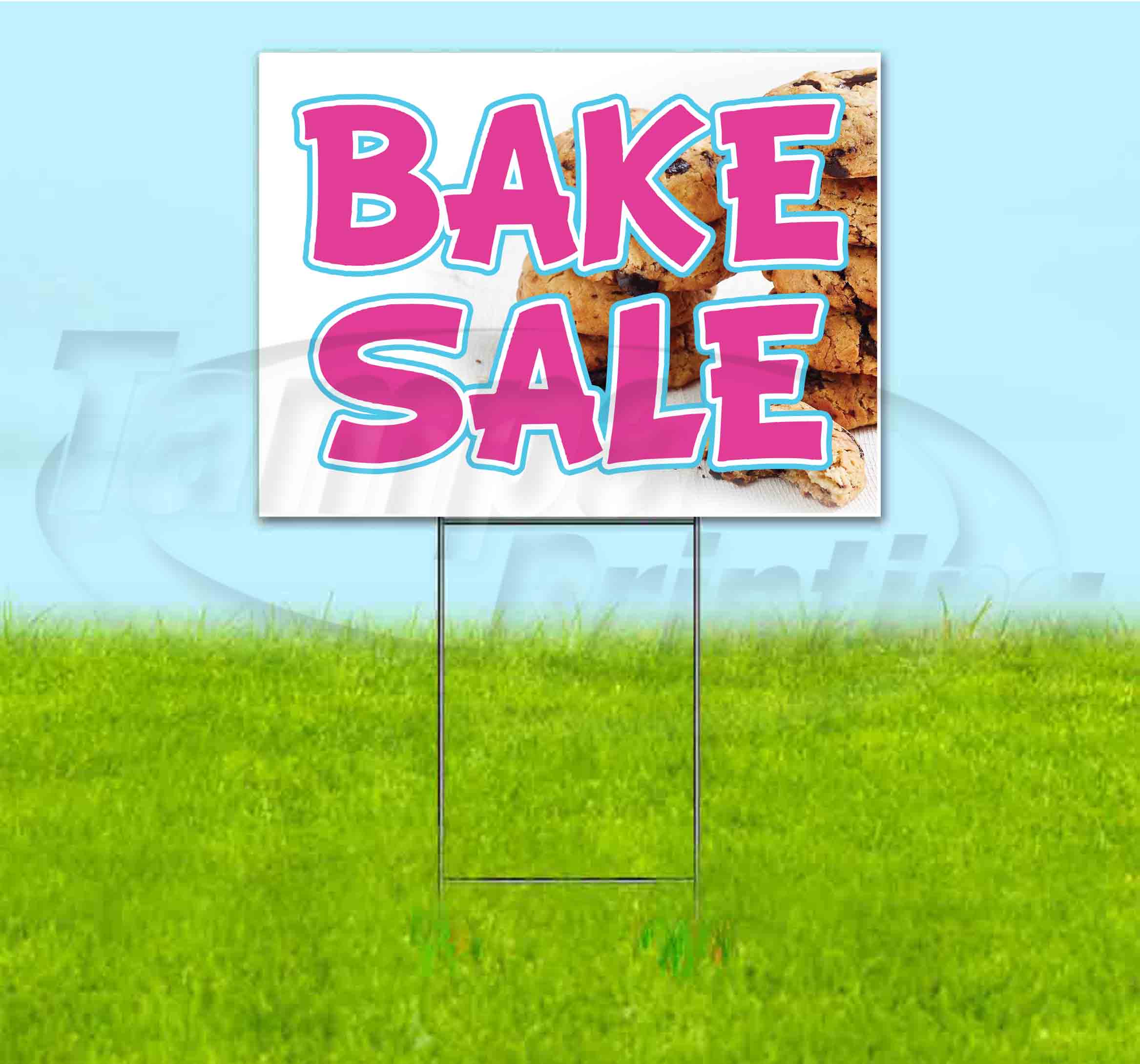 Bake Sale Cookies (18" x 24") Yard Sign, Includes Metal Step Stake ...