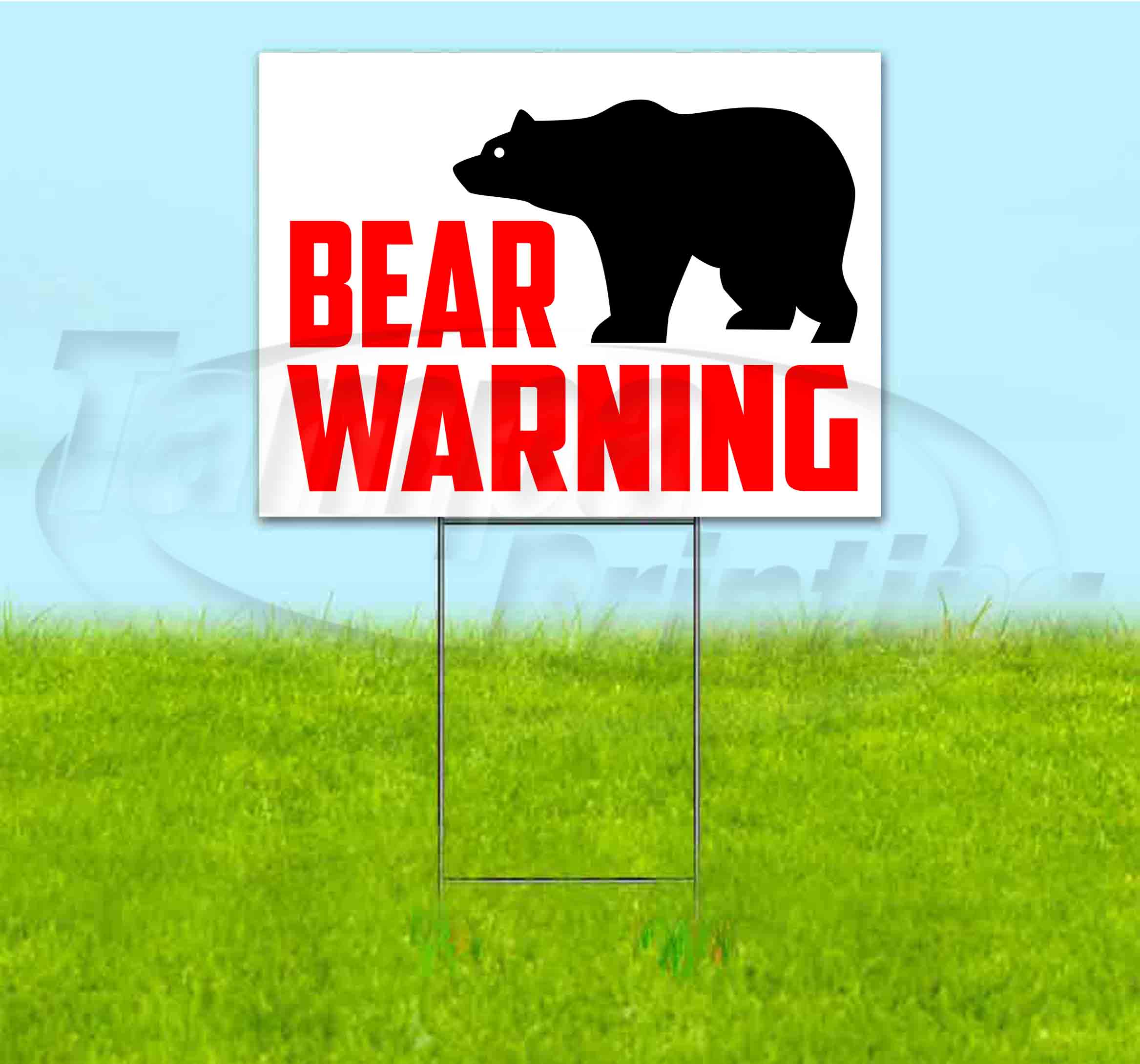 Bear Warning (18" x 24") Yard Sign, Includes Metal Step Stake - Walmart.com