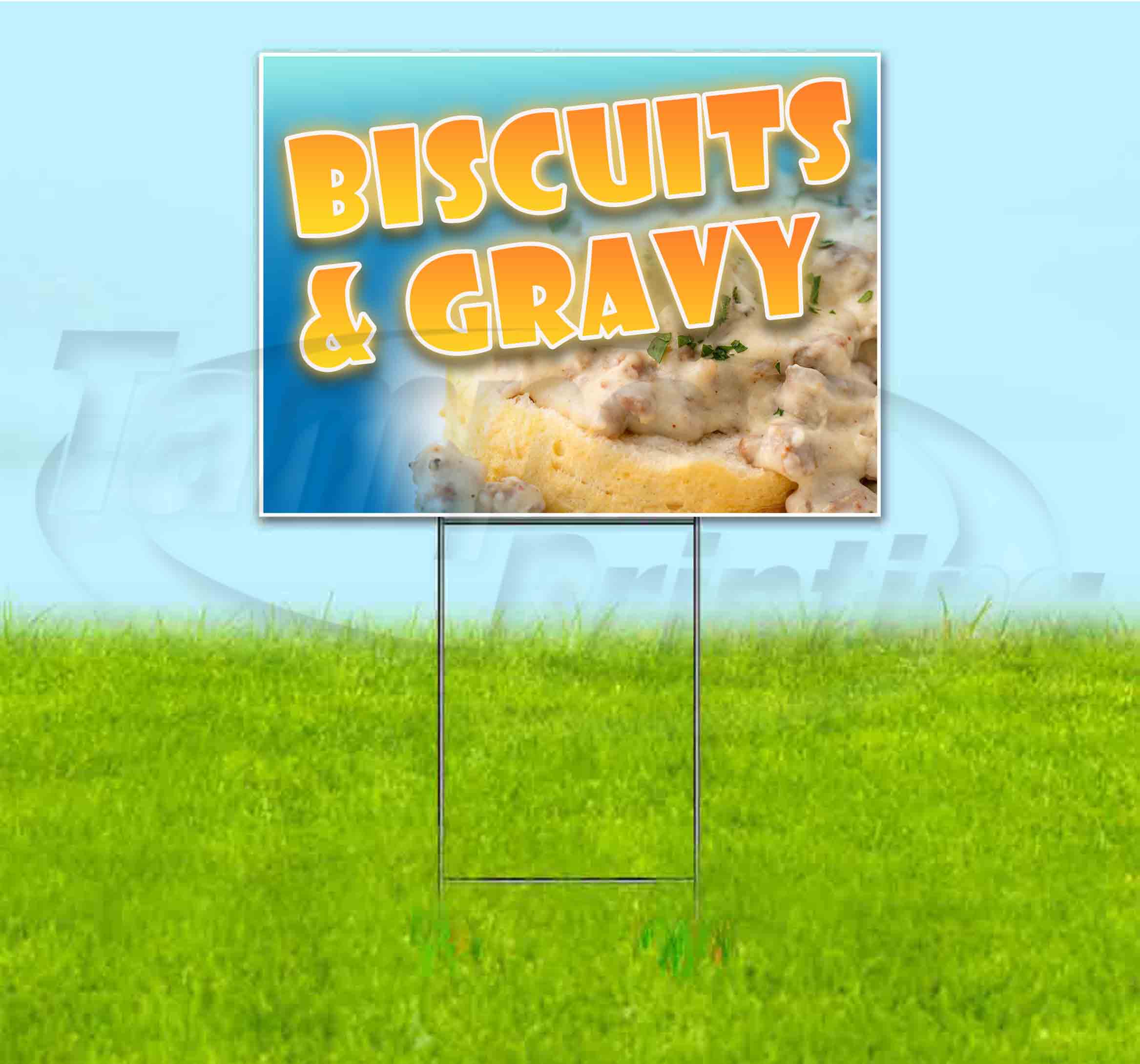 Biscuits And Gravy (18" x 24") Yard Sign, Includes Metal Step Stake ...