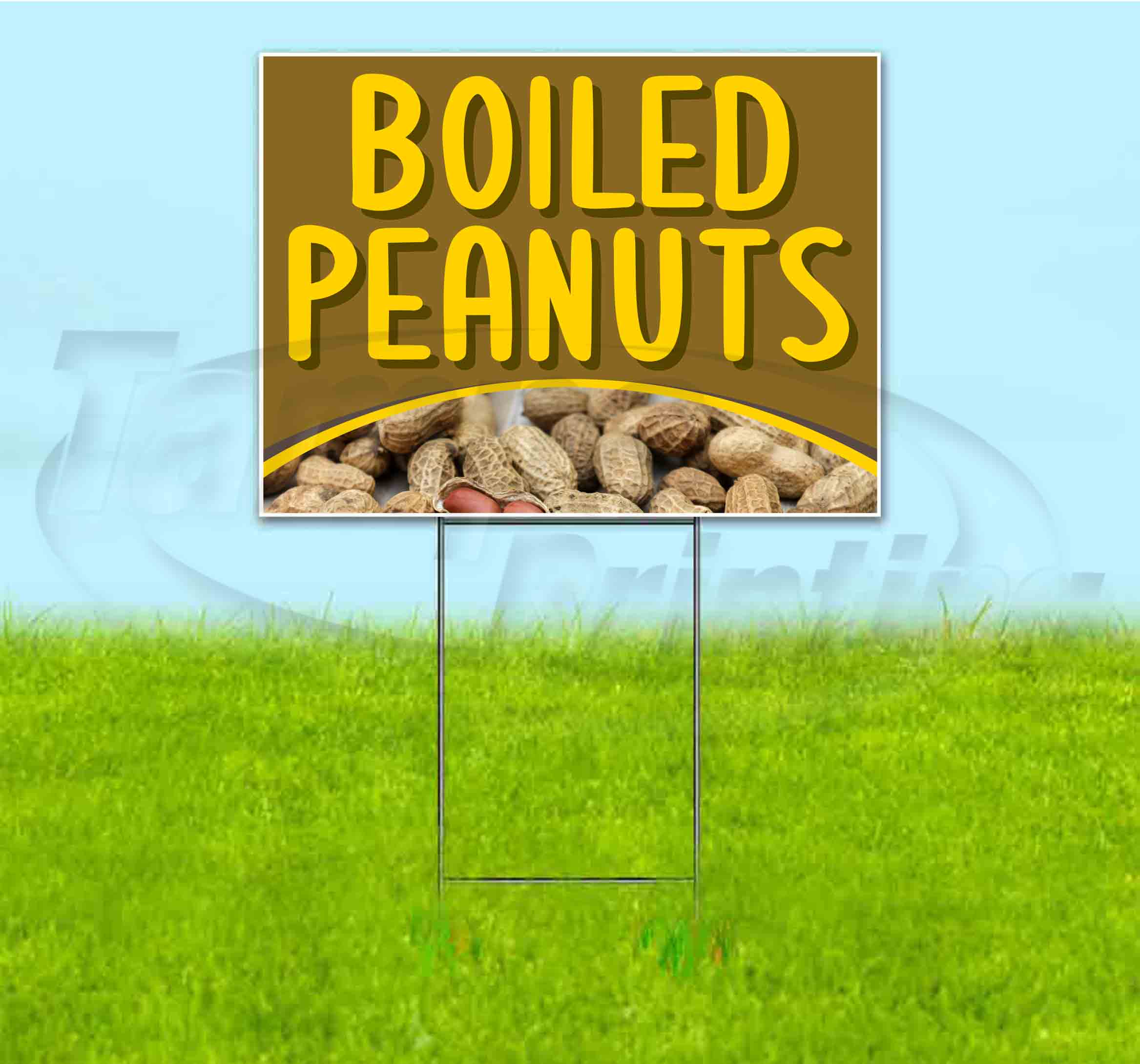 Boiled Peanuts (18" x 24") Yard Sign, Includes Metal Step Stake ...