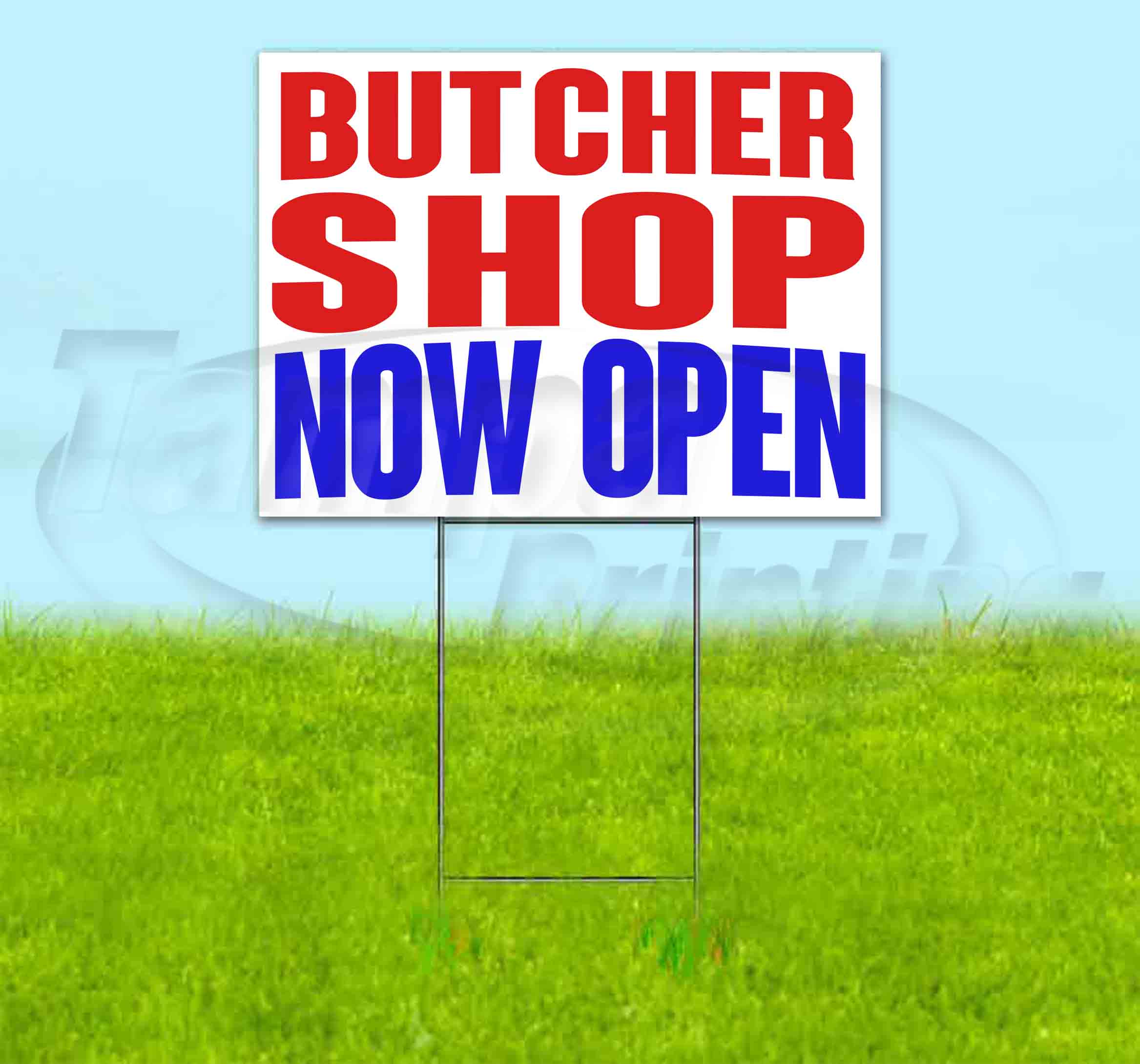 Butcher Shop Now Open (18" x 24") Yard Sign, Includes Metal Step Stake ...