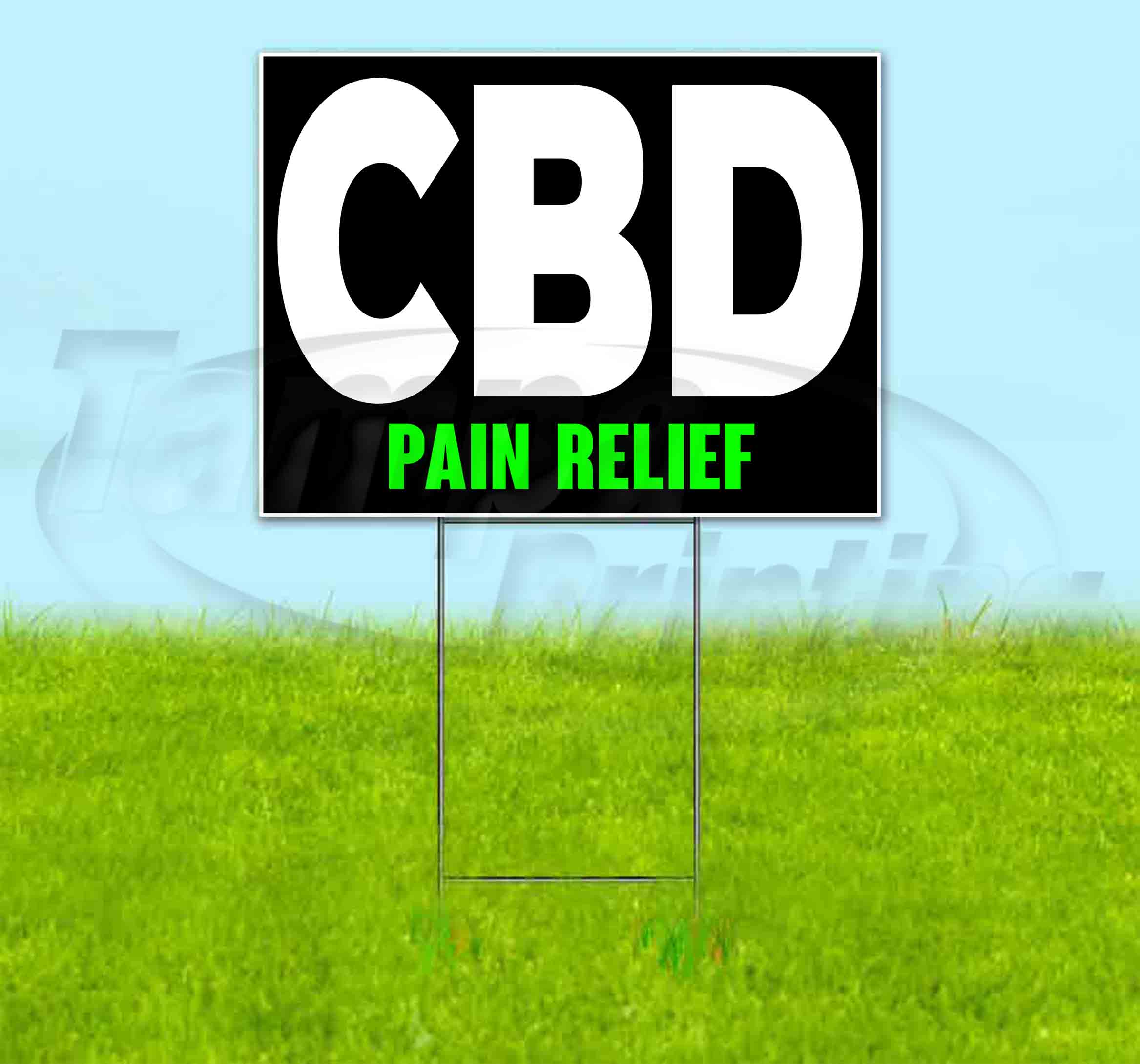 Cbd Pain Relief (18" x 24") Yard Sign, Includes Metal Step Stake ...