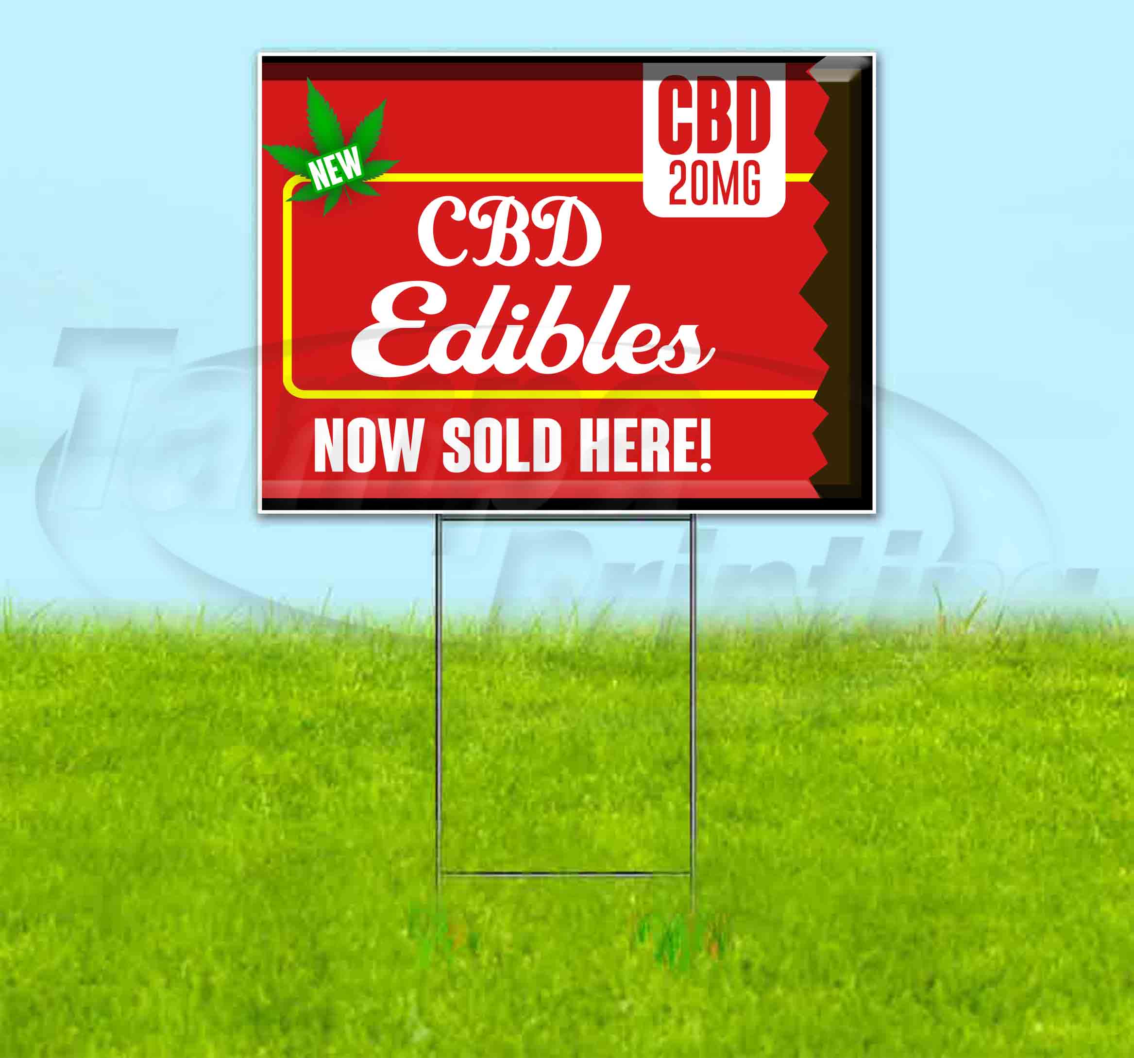 CBD Edibles Candy Bar (18" x 24") Yard Sign, Includes Metal Step Stake ...