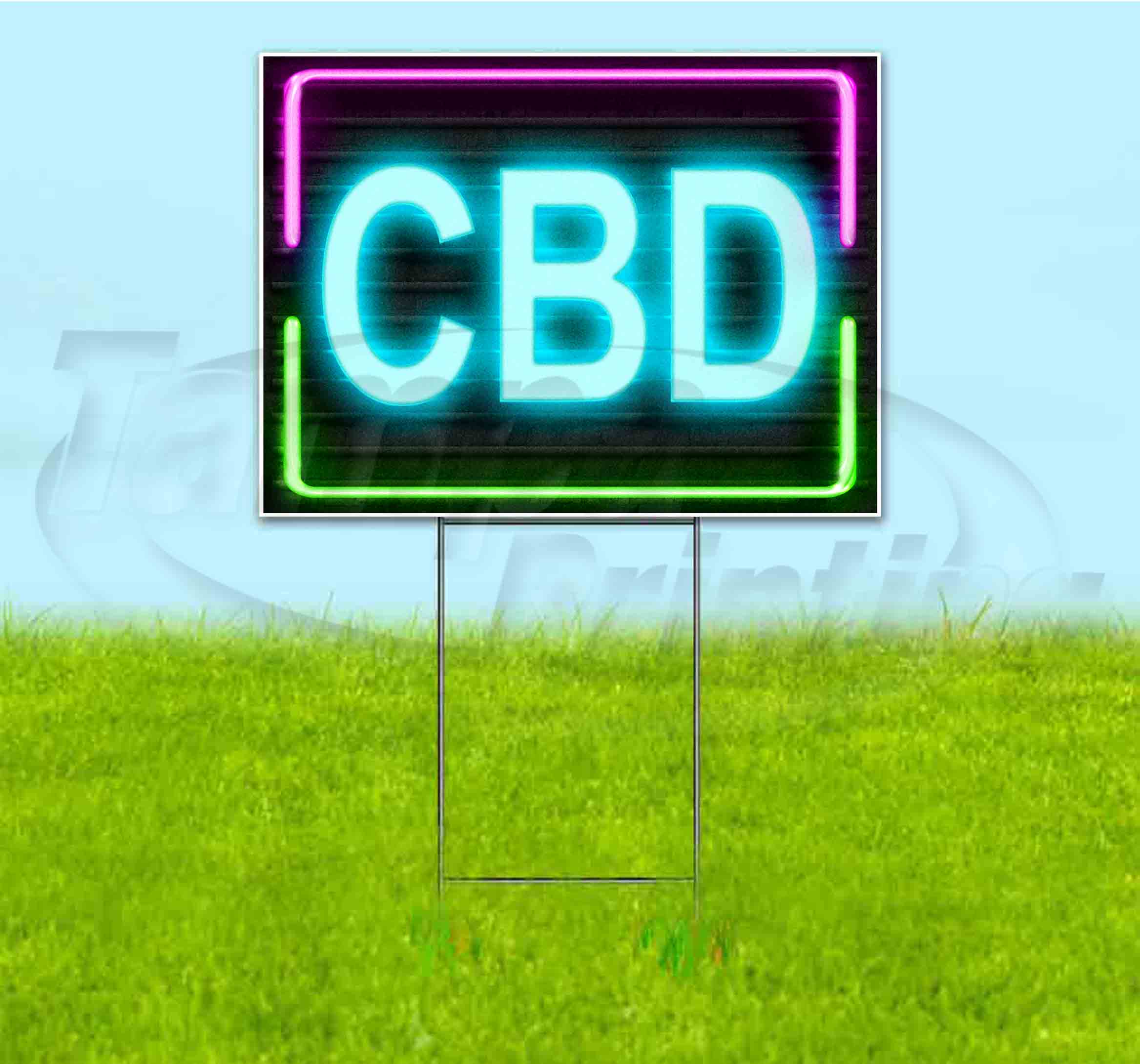 Cbd Neon (18" x 24") Yard Sign, Includes Metal Step Stake - Walmart.com