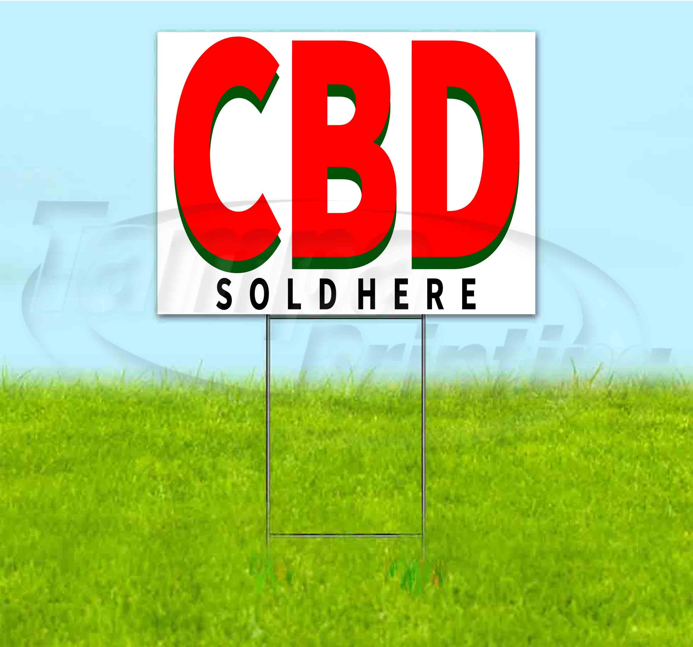 CBD Sold Here Cloud (18" x 24") Yard Sign, Includes Metal Step Stake ...