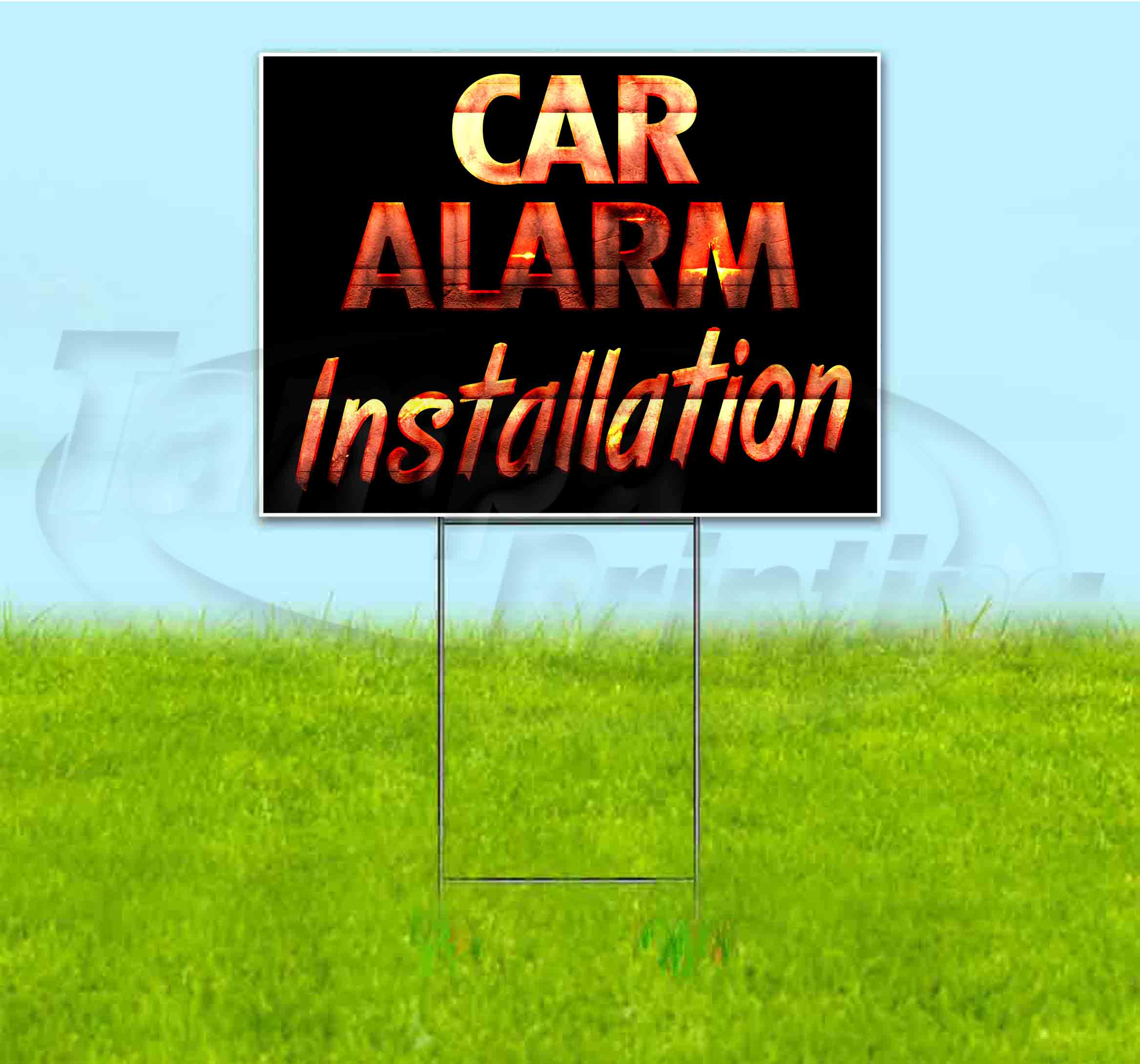 Car Alarm Installation (18" x 24") Yard Sign, Includes Metal Step Stake ...