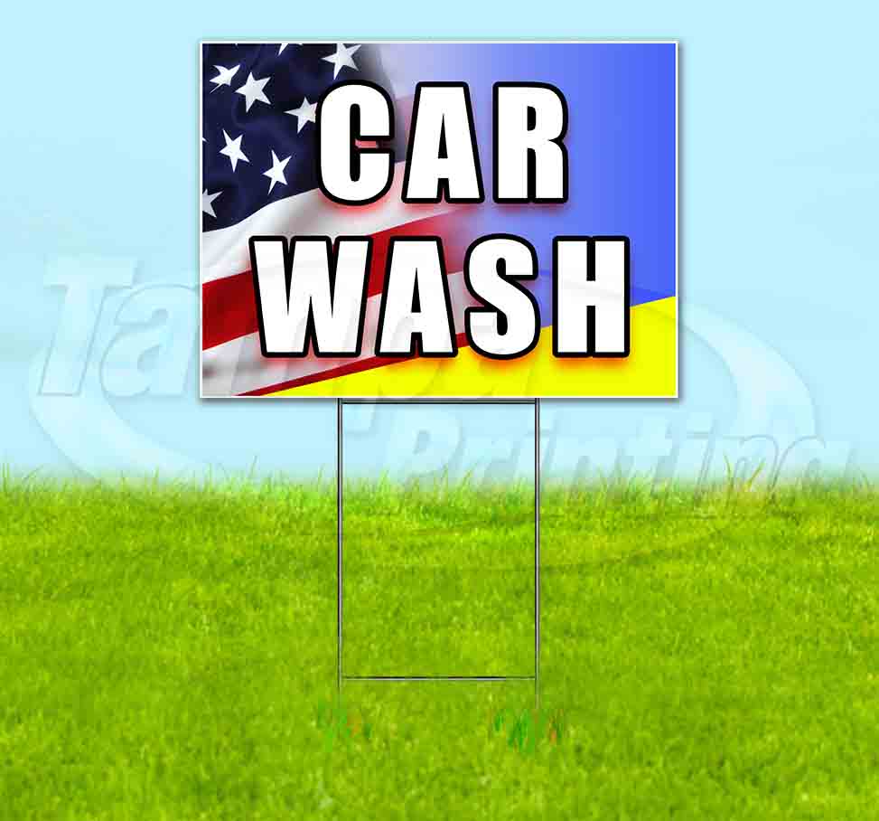 Car Wash (18" x 24") Yard Sign, Includes Metal Step Stake - Walmart.com