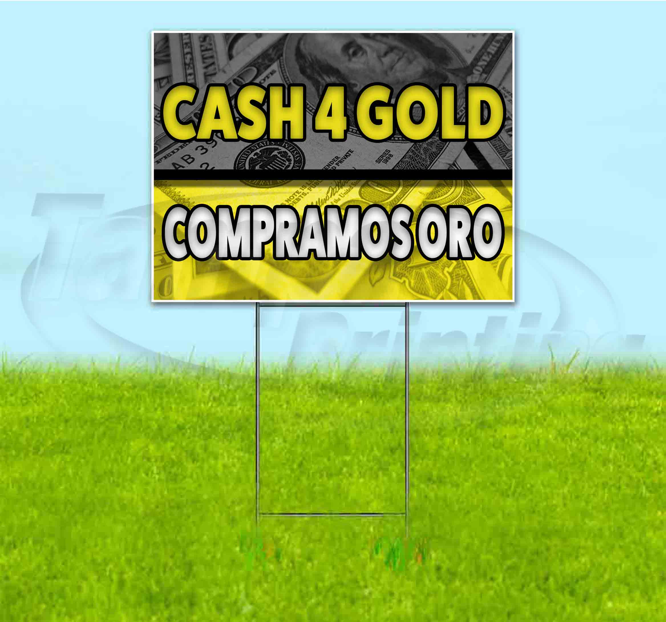 Cash 4 Gold Compramos Oro (18" x 24") Yard Sign, Includes Metal Step ...