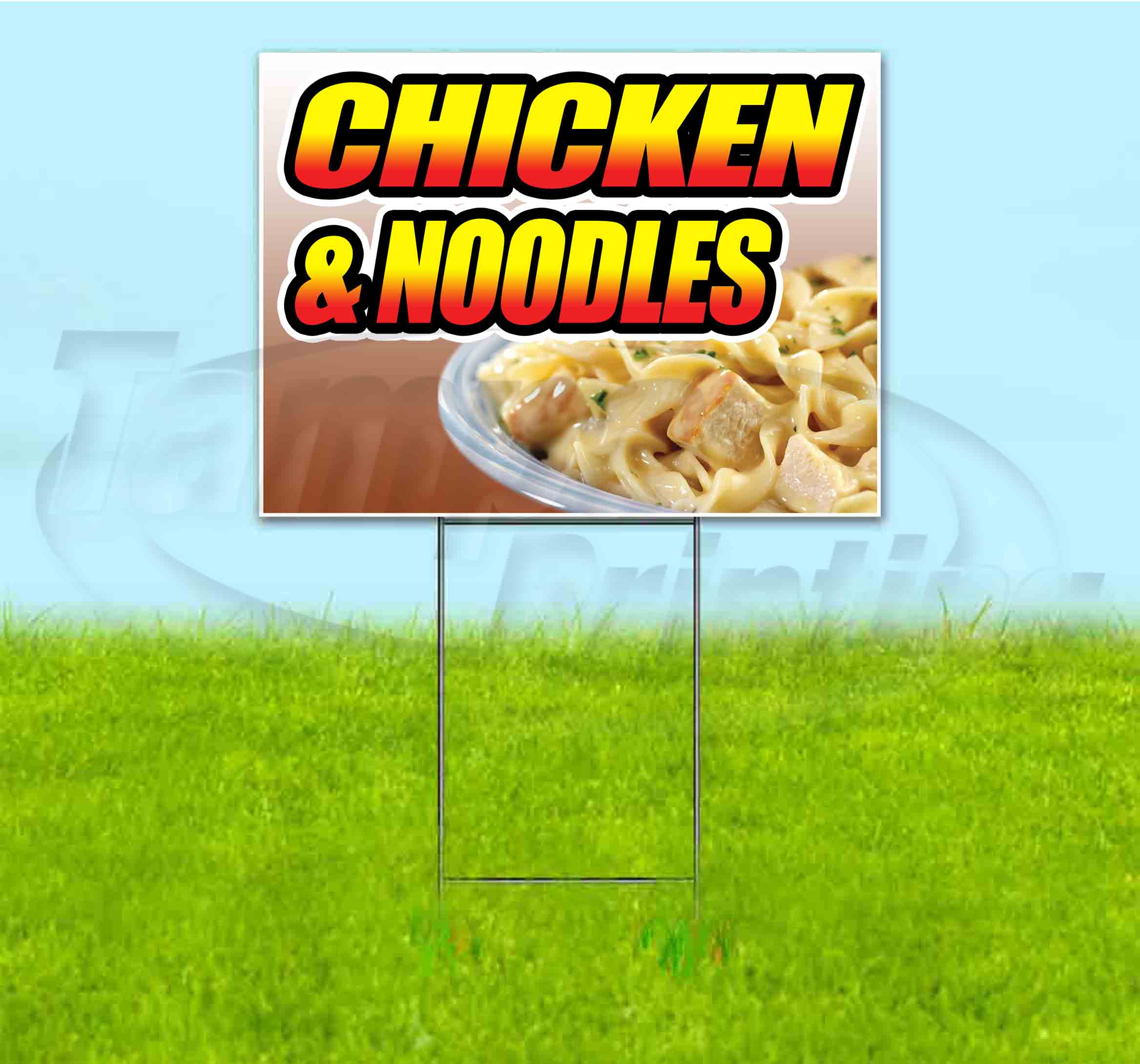 Chicken & Noodles (18" x 24") Yard Sign, Includes Metal Step Stake ...