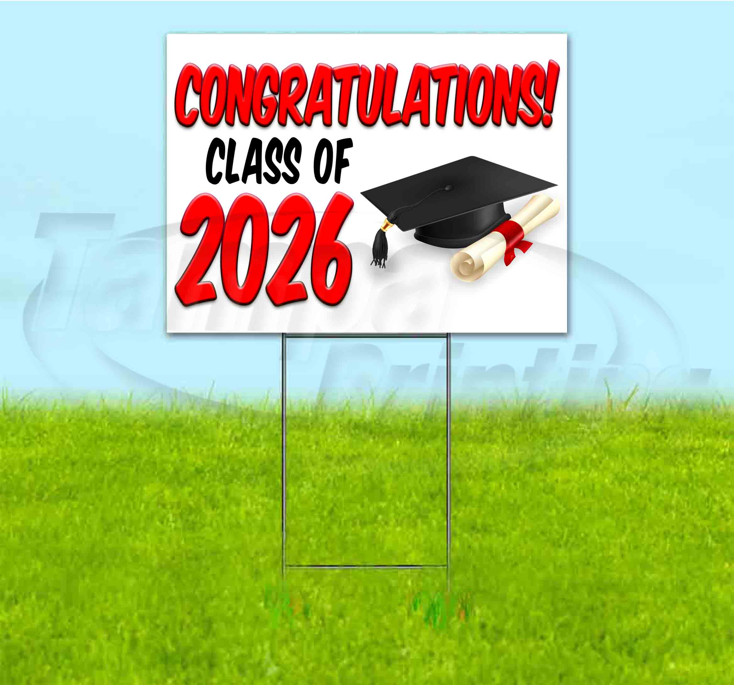 Congrats Class Of 2026 V2 (18" x 24") Yard Sign, Includes Metal Step ...