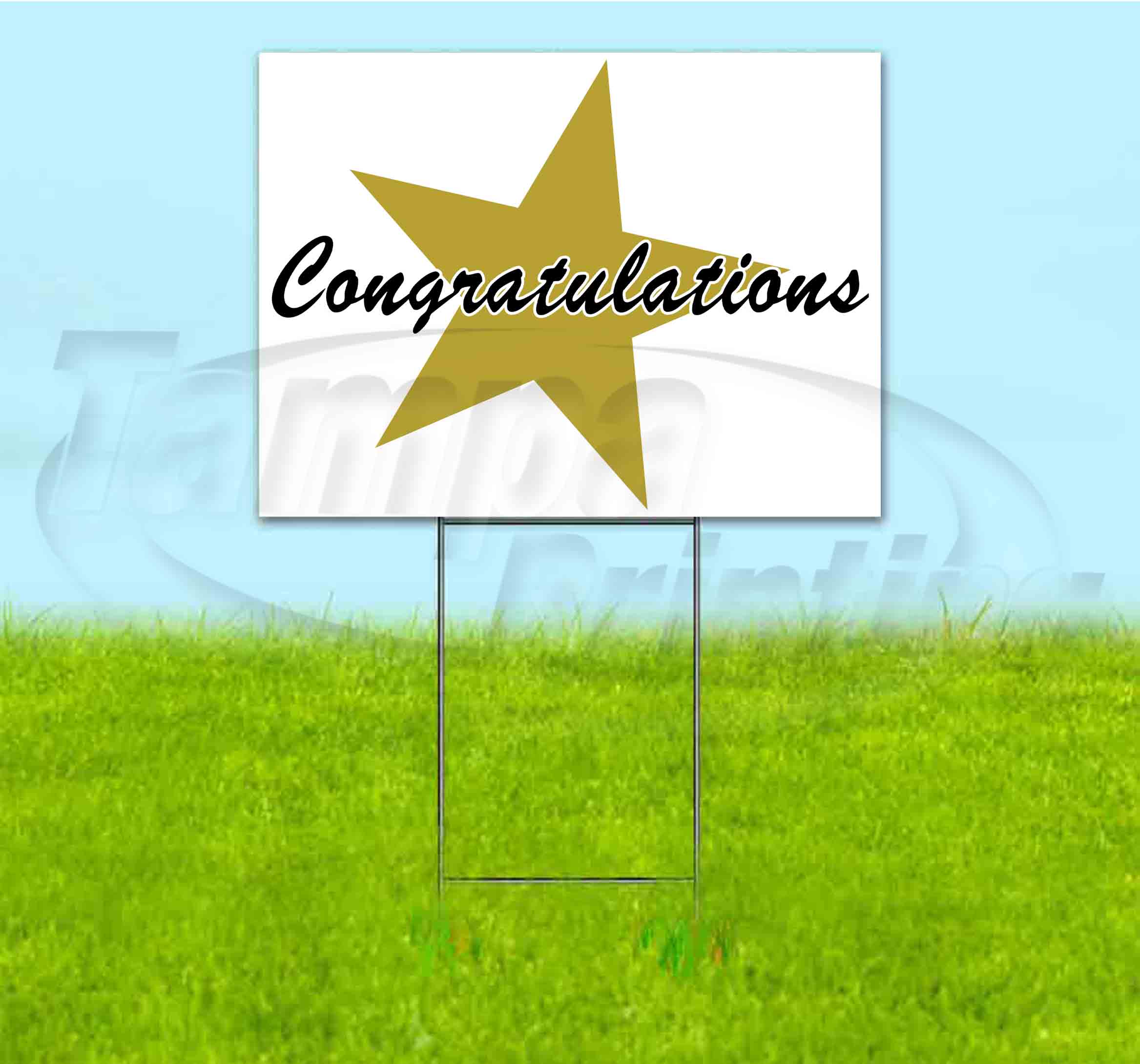 Congratulations (18" x 24") Yard Sign, Includes Metal Step Stake ...