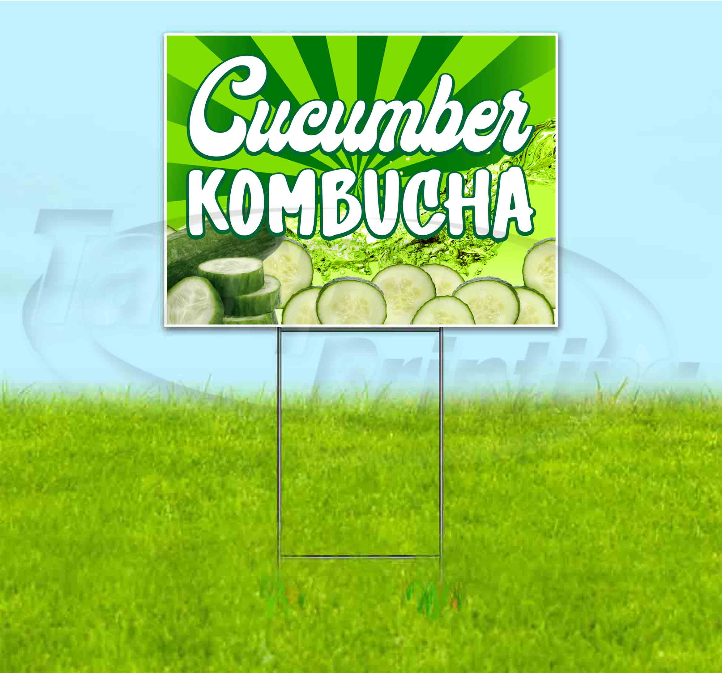 Cucumber Kombucha (18"" X 24"") Yard Sign, Includes Metal Step Stake ...