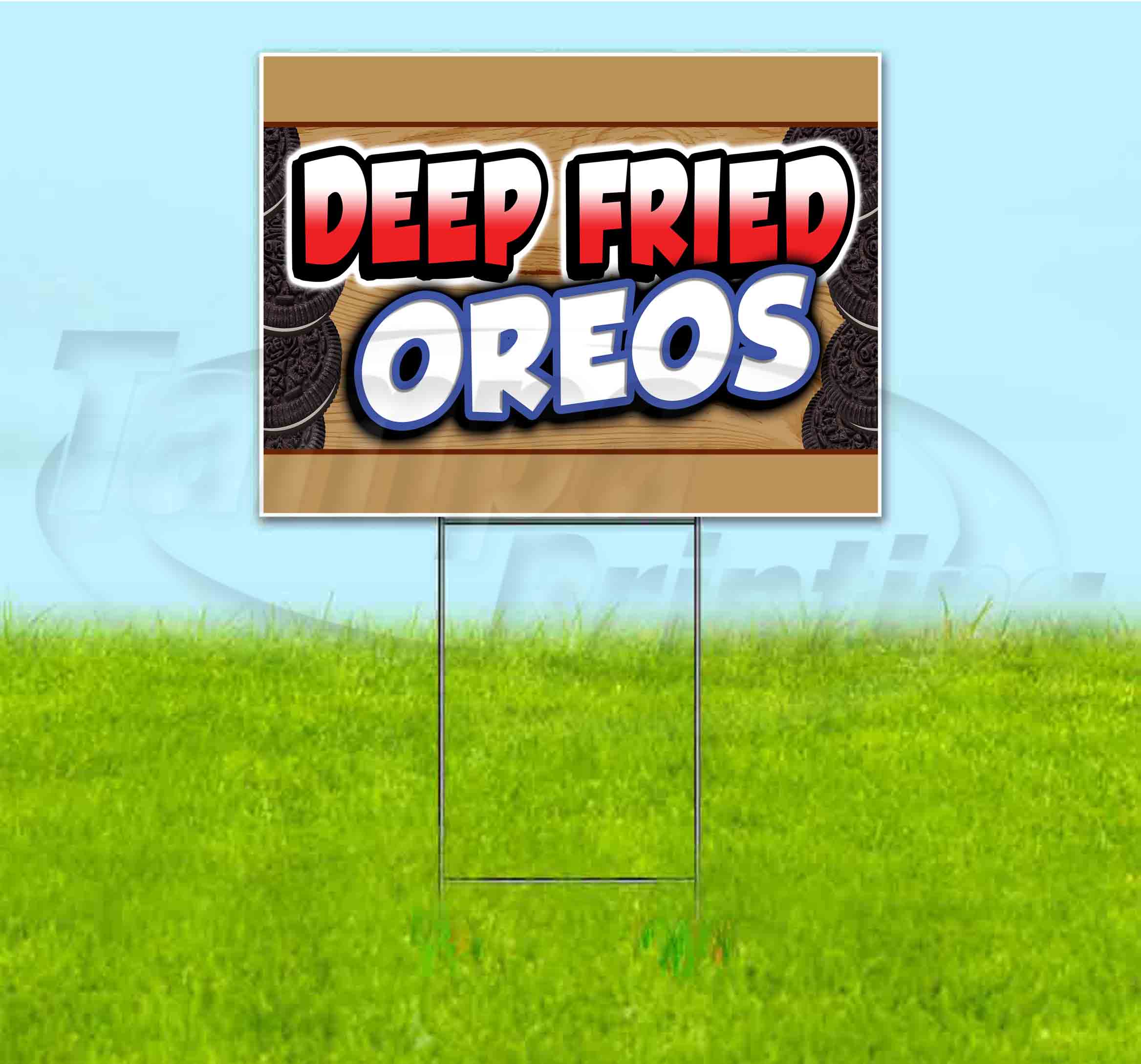 Deep Fried Oreos (18" x 24") Yard Sign, Includes Metal Step Stake ...