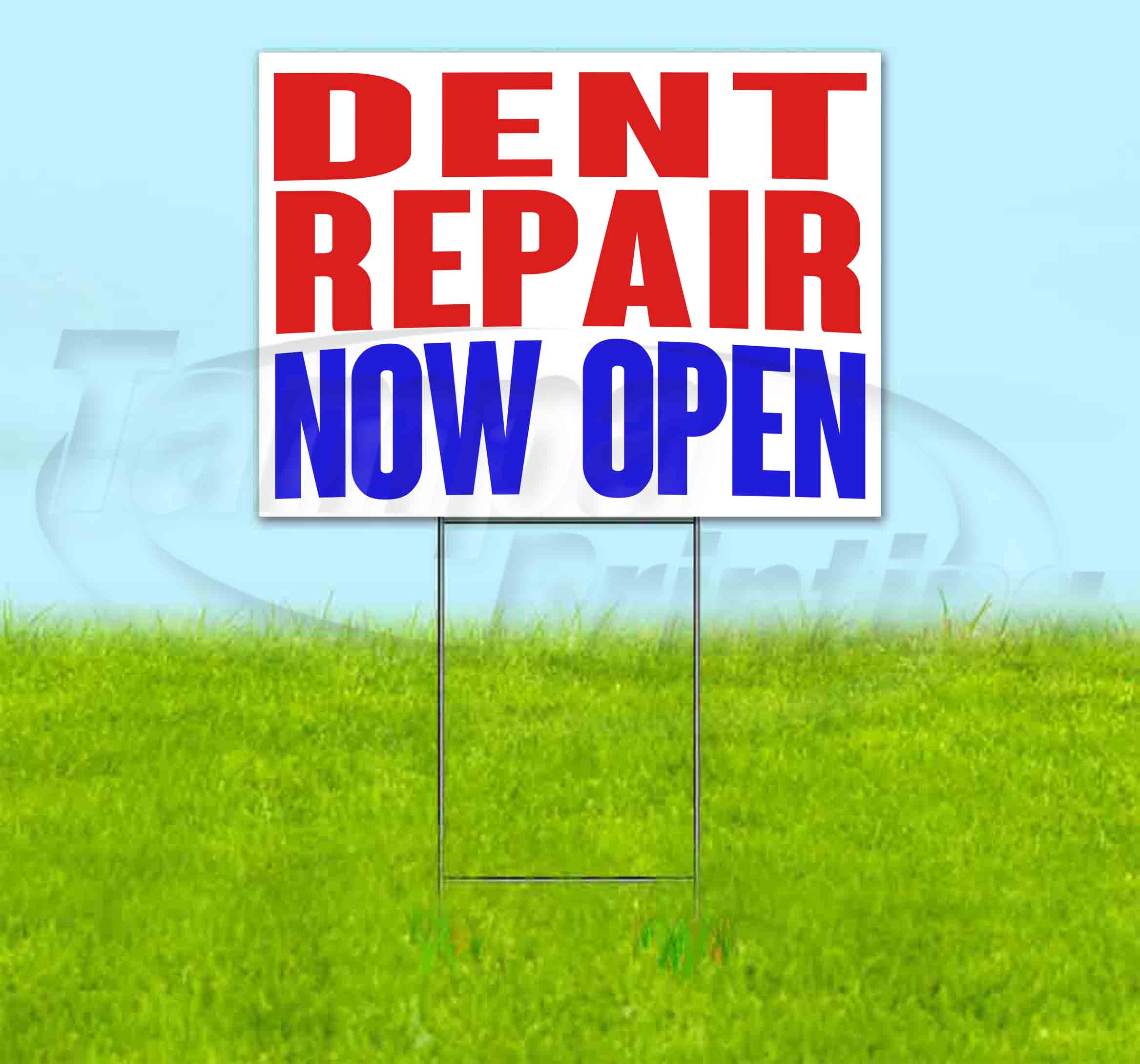 Dent Repair Now Open (18" x 24") Yard Sign, Includes Metal Step Stake ...