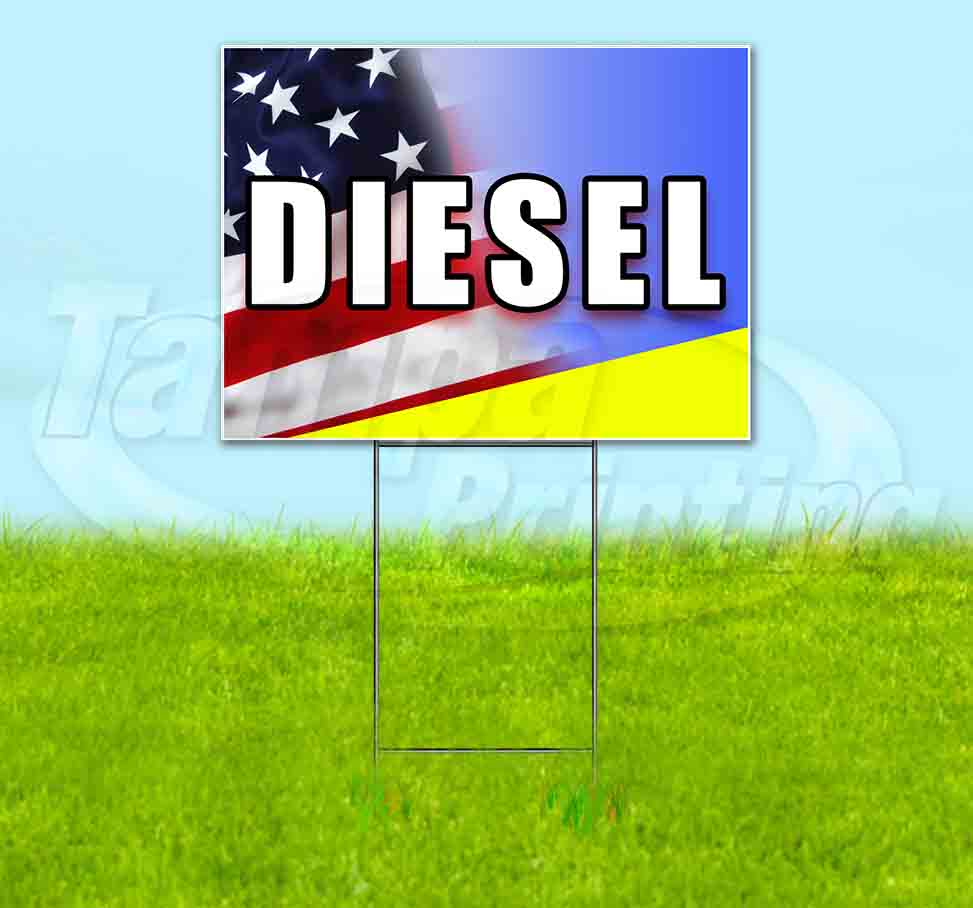 Diesel (18" x 24") Corrugated Plastic Yard Sign, Includes Metal Step ...