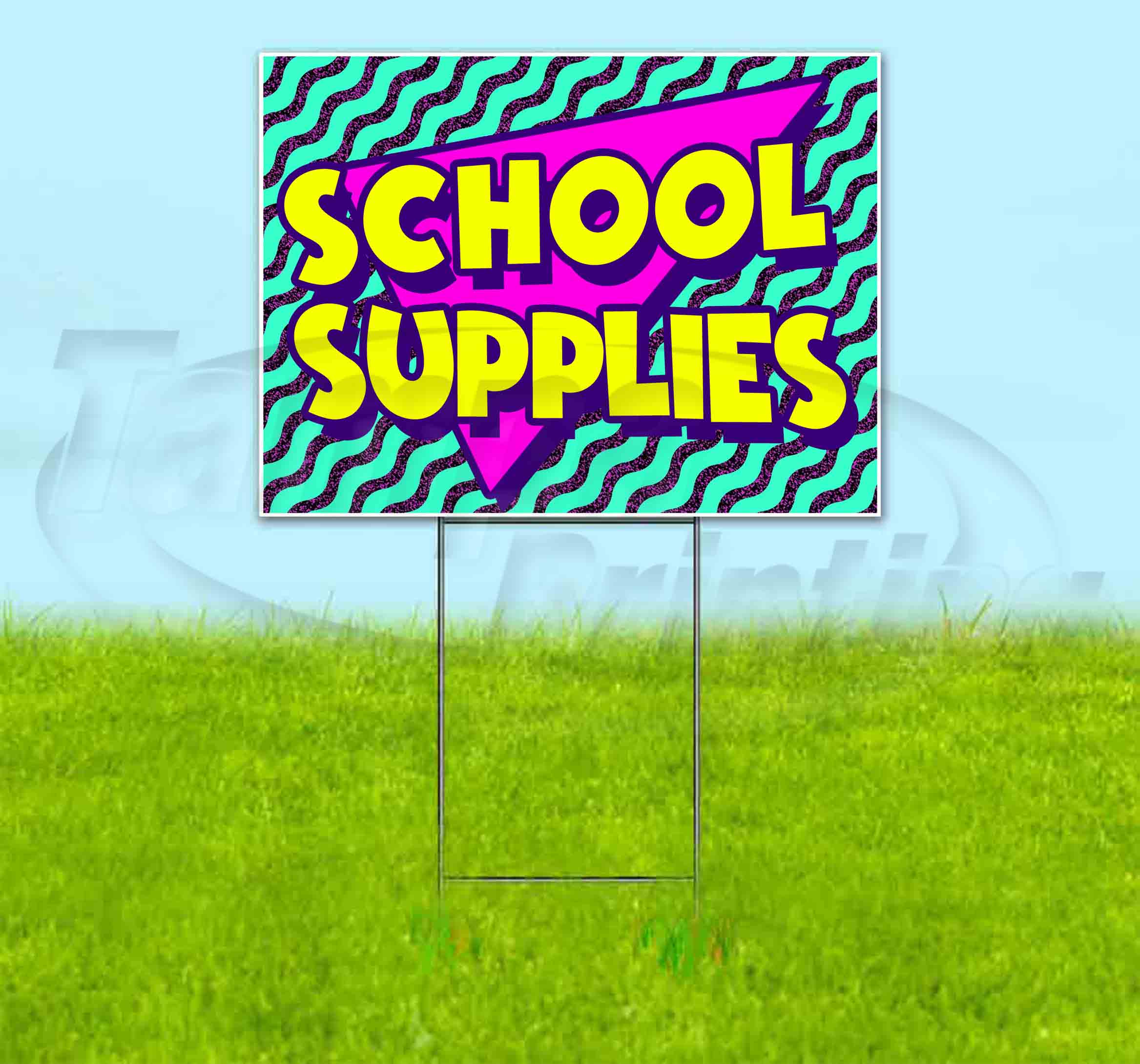 Fwyp School Supplies (18" x 24") Yard Sign, Includes Metal Step Stake ...