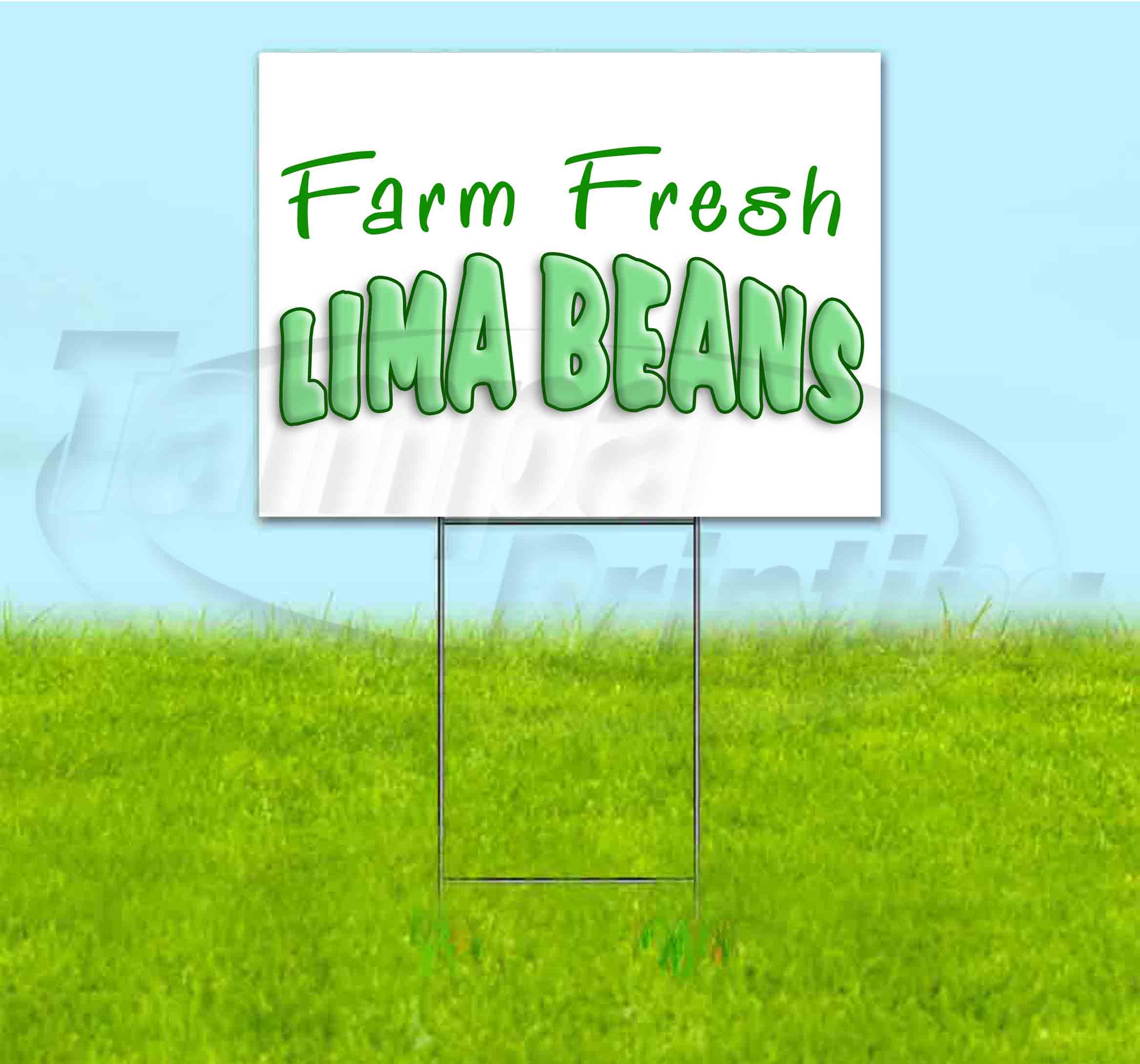 Farm Fresh Lima Beans (18" x 24") Yard Sign, Includes Metal Step Stake ...