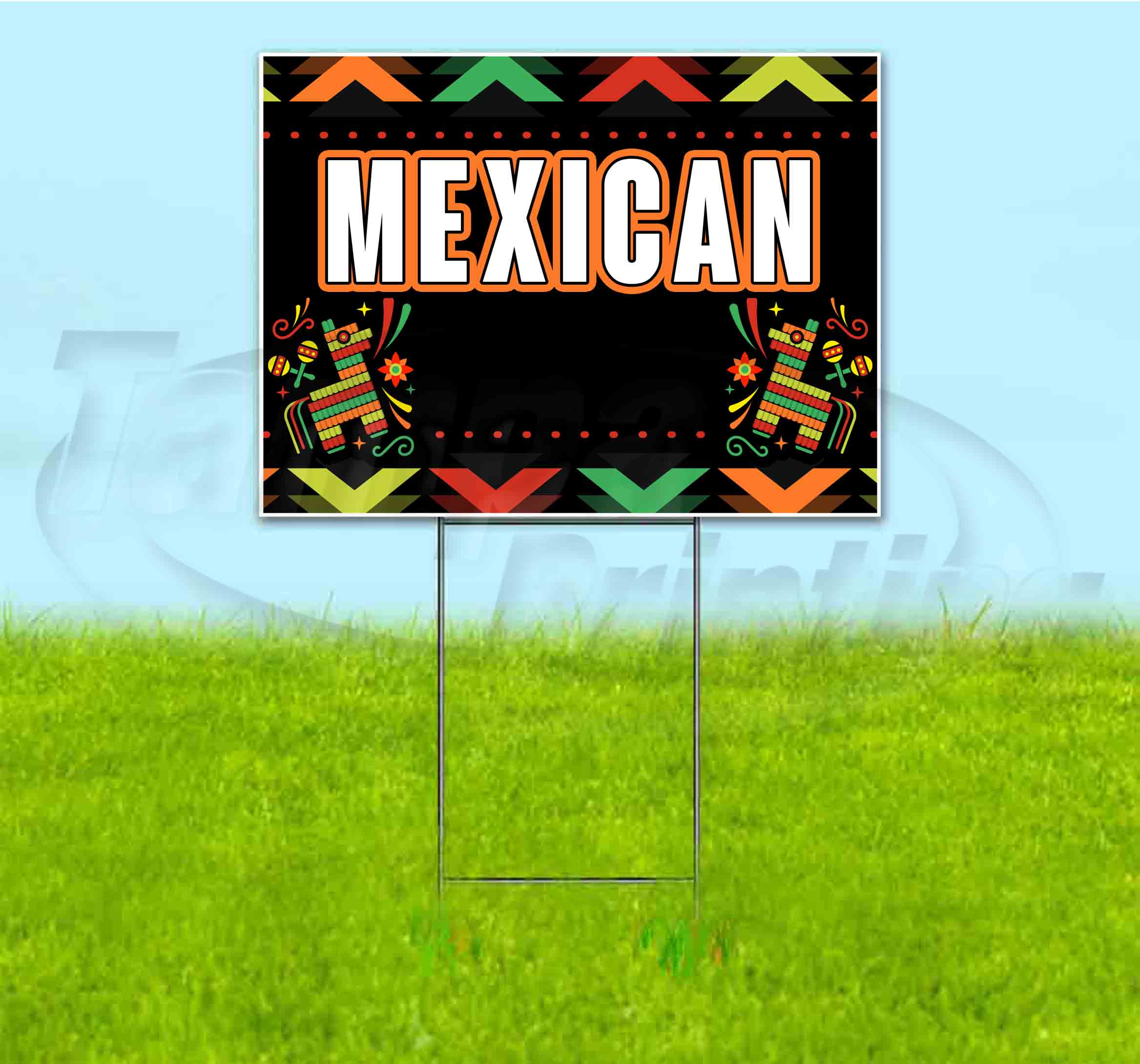 Fiesta Mexican (18" x 24") Yard Sign, Includes Metal Step Stake ...