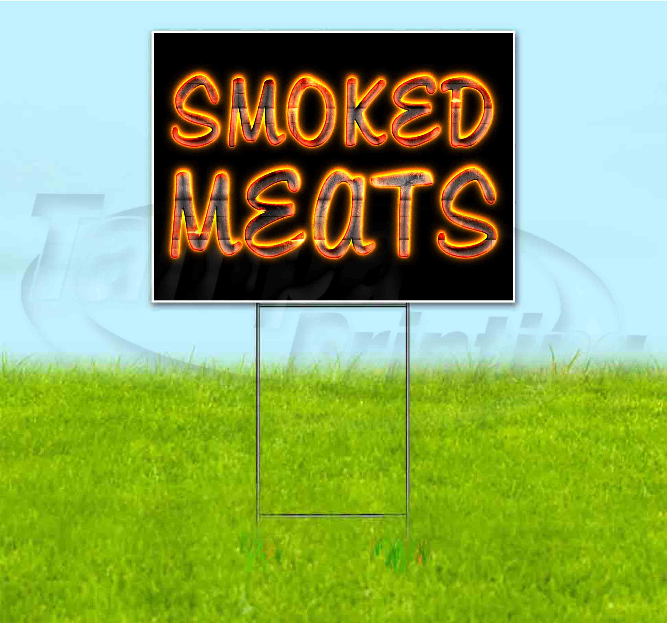 Smoked Meats (18" x 24") Yard Sign, Includes Metal Step Stake - Walmart.com