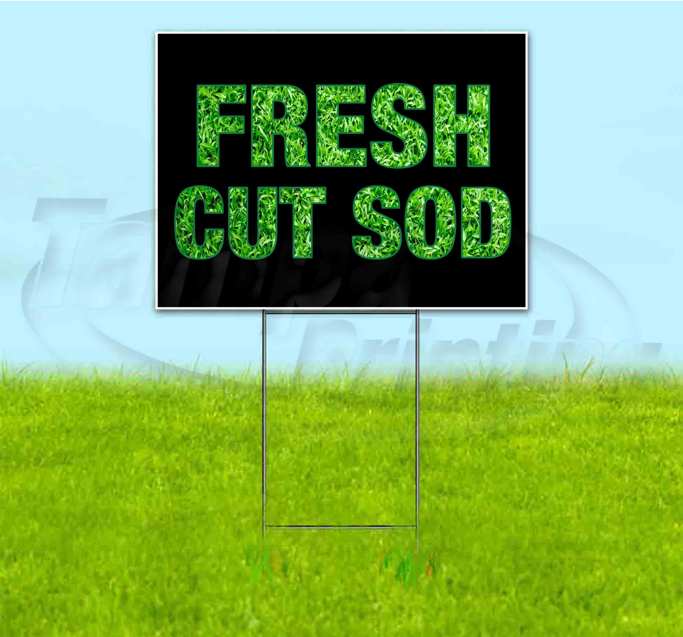 Fresh Cut Sod (18" x 24") Yard Sign, Includes Metal Step Stake ...