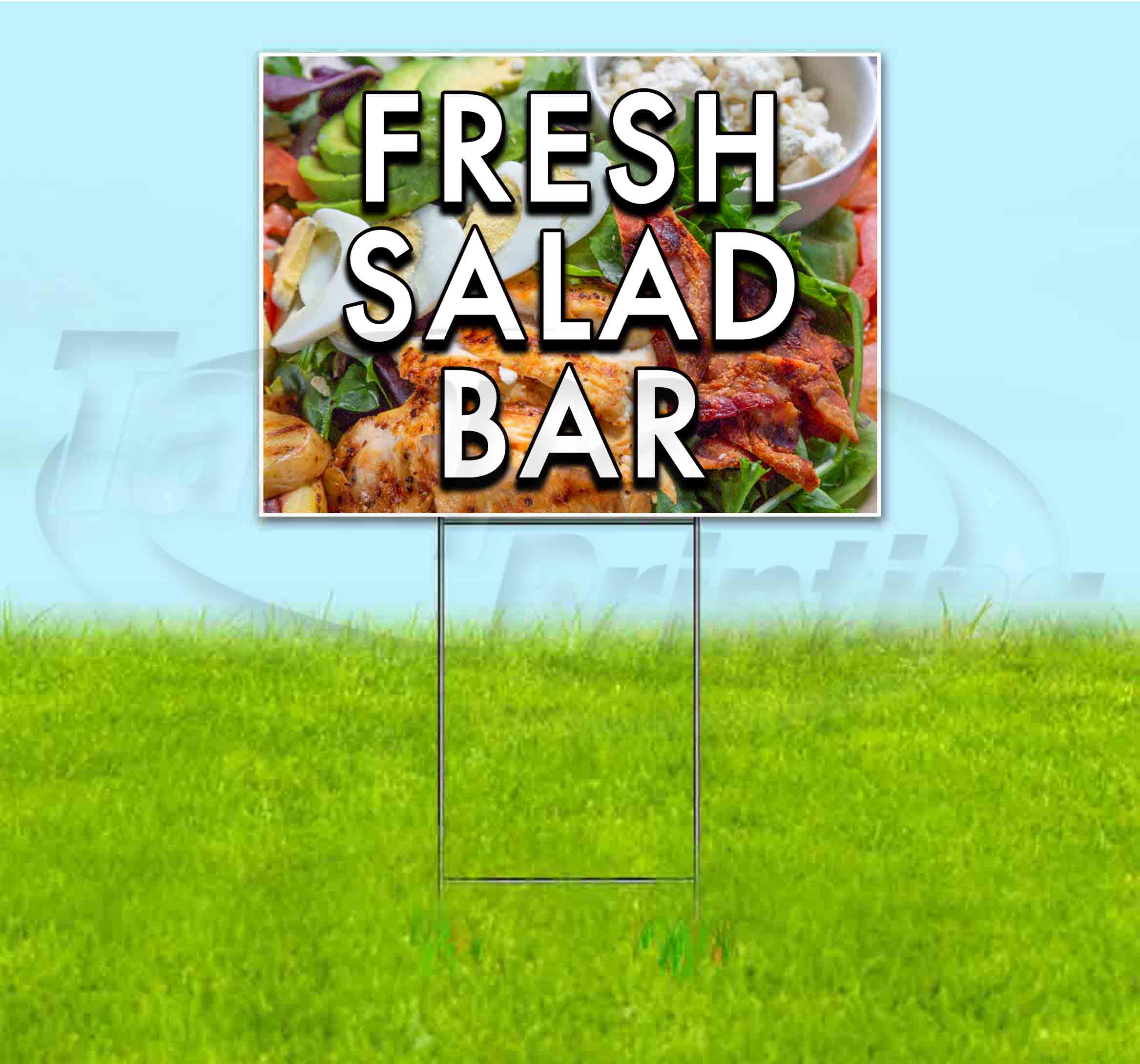 Fresh Salad Bar (18" x 24") Yard Sign, Includes Metal Step Stake ...