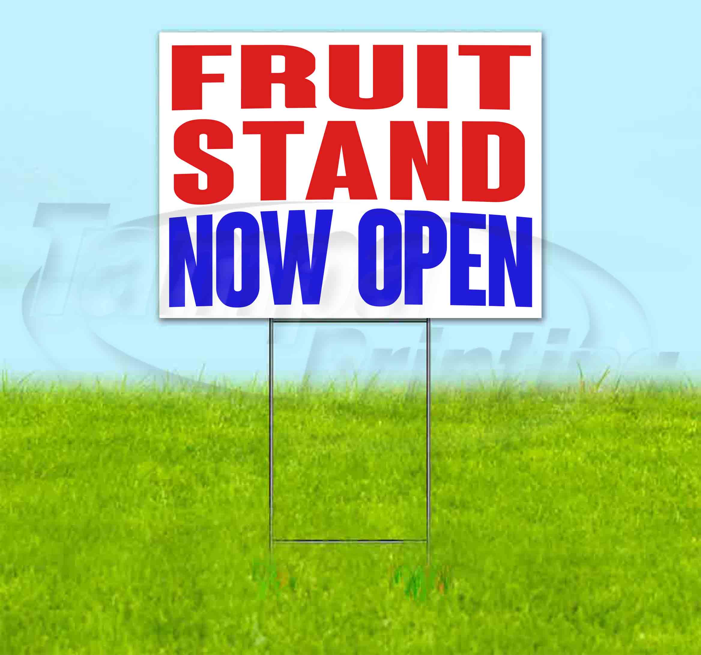Fruit Stand Now Open (18" x 24") Yard Sign, Includes Metal Step Stake ...