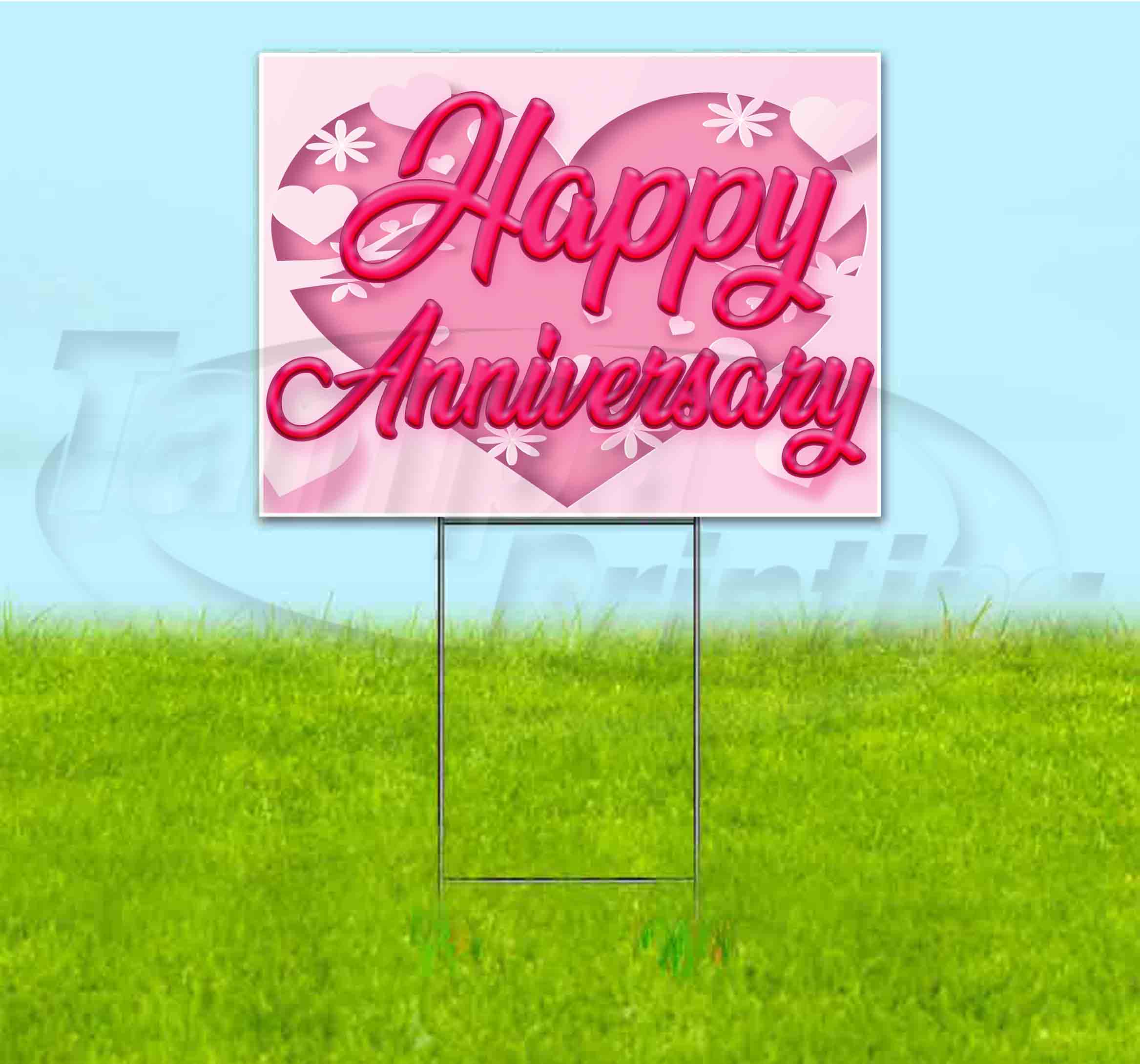 Happy Anniversary Heart (18" x 24") Yard Sign, Includes Metal Step ...