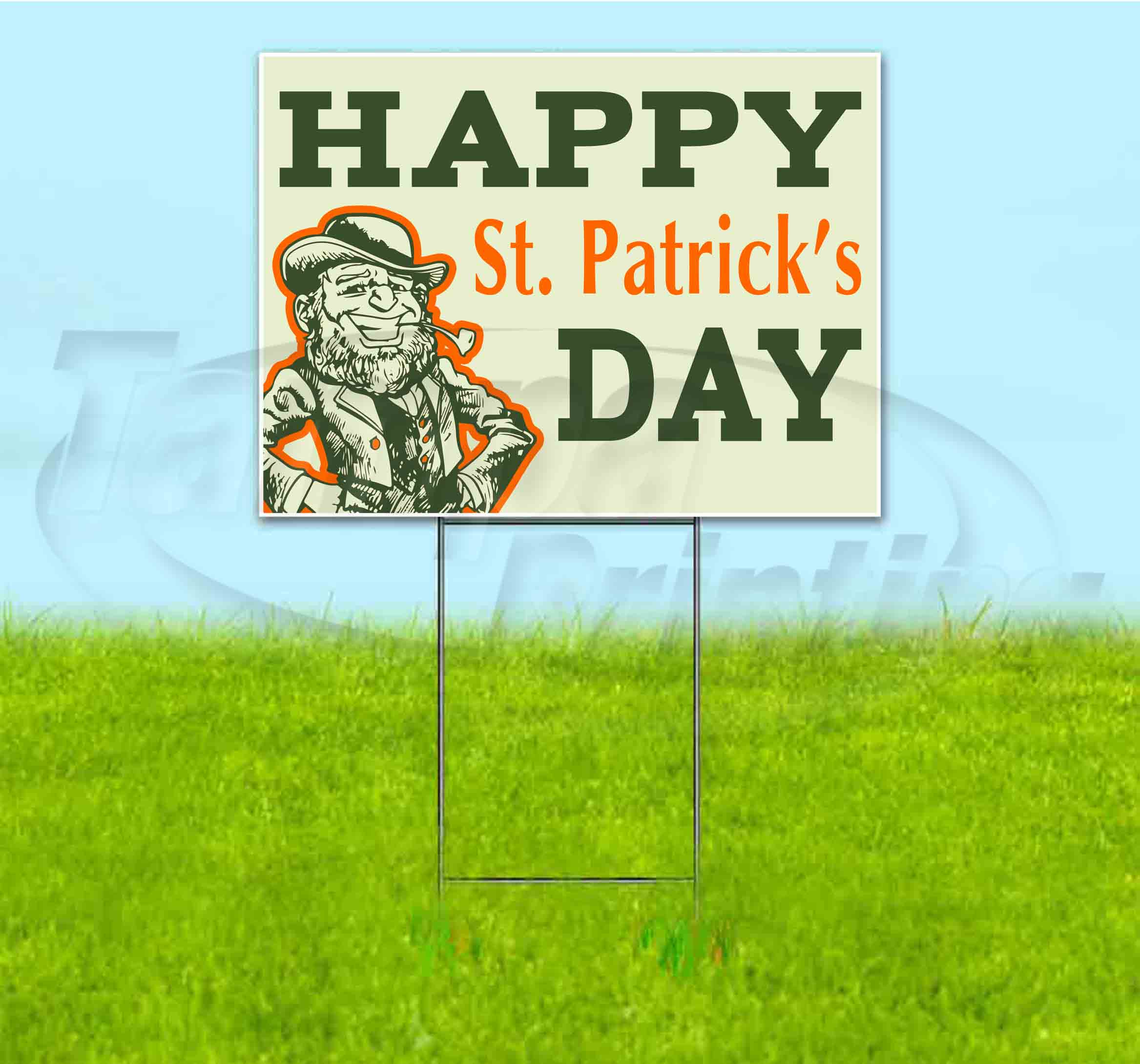 Happy St Patricks Day (18"" X 24"") Yard Sign, Includes Metal Step ...