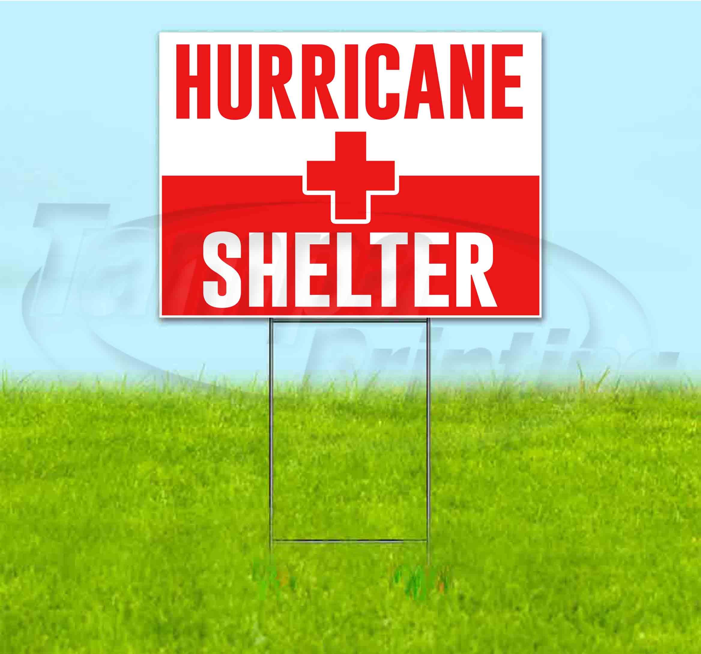 Hurricane Shelter (18" x 24") Yard Sign, Includes Metal Step Stake ...