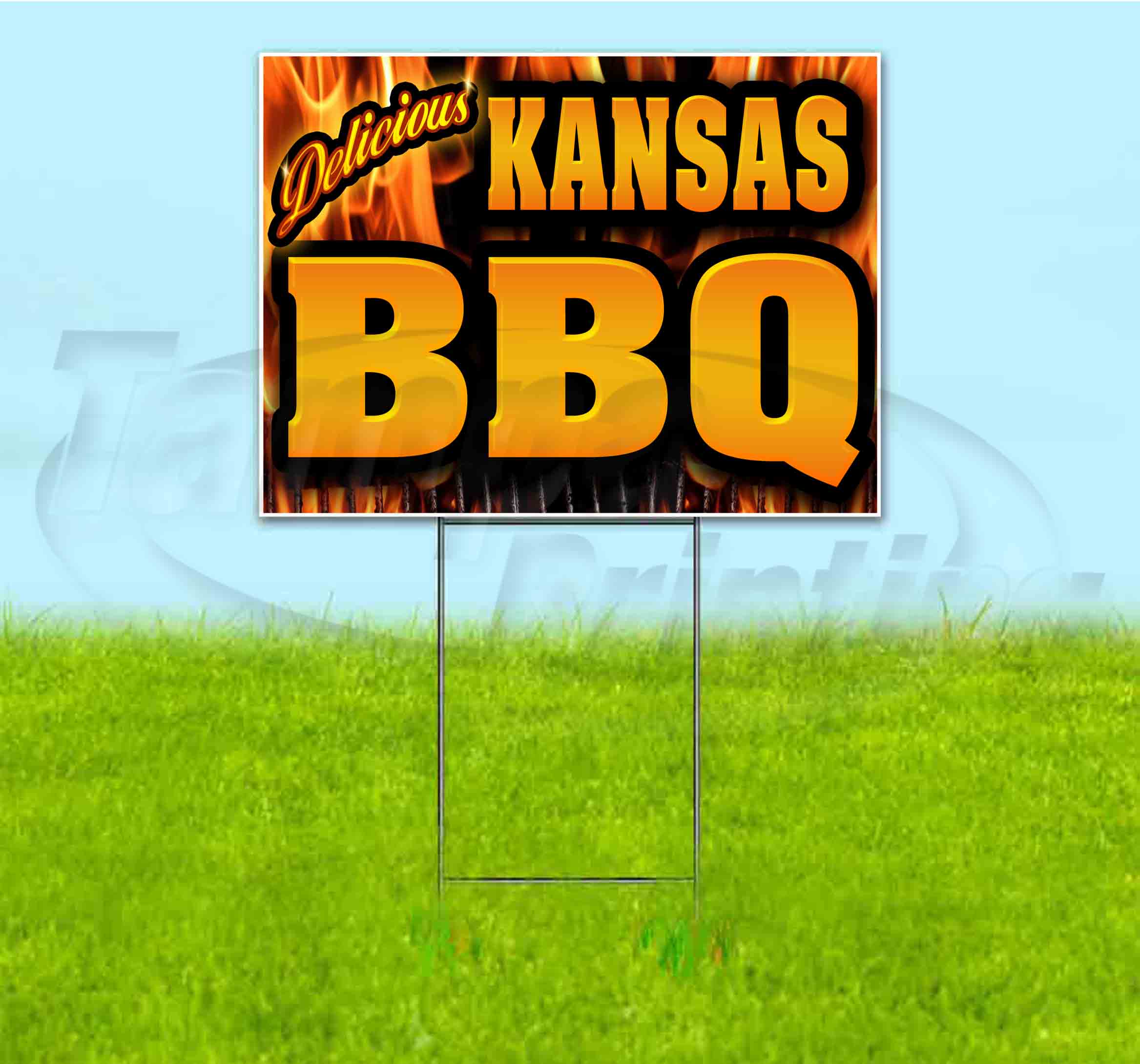 Kansas BBQ (18" x 24") Yard Sign, Includes Metal Step Stake - Walmart.com