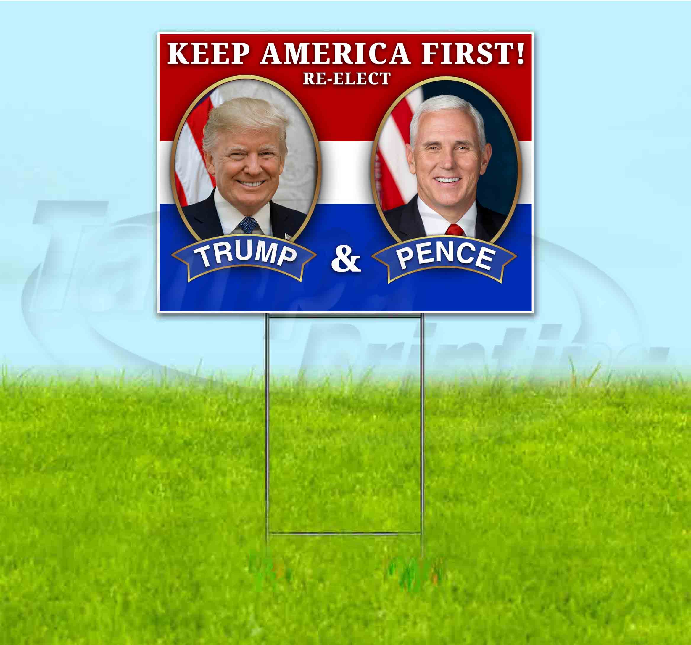 Keep America First Reelect Trump & Pence (18" x 24") Yard Sign ...