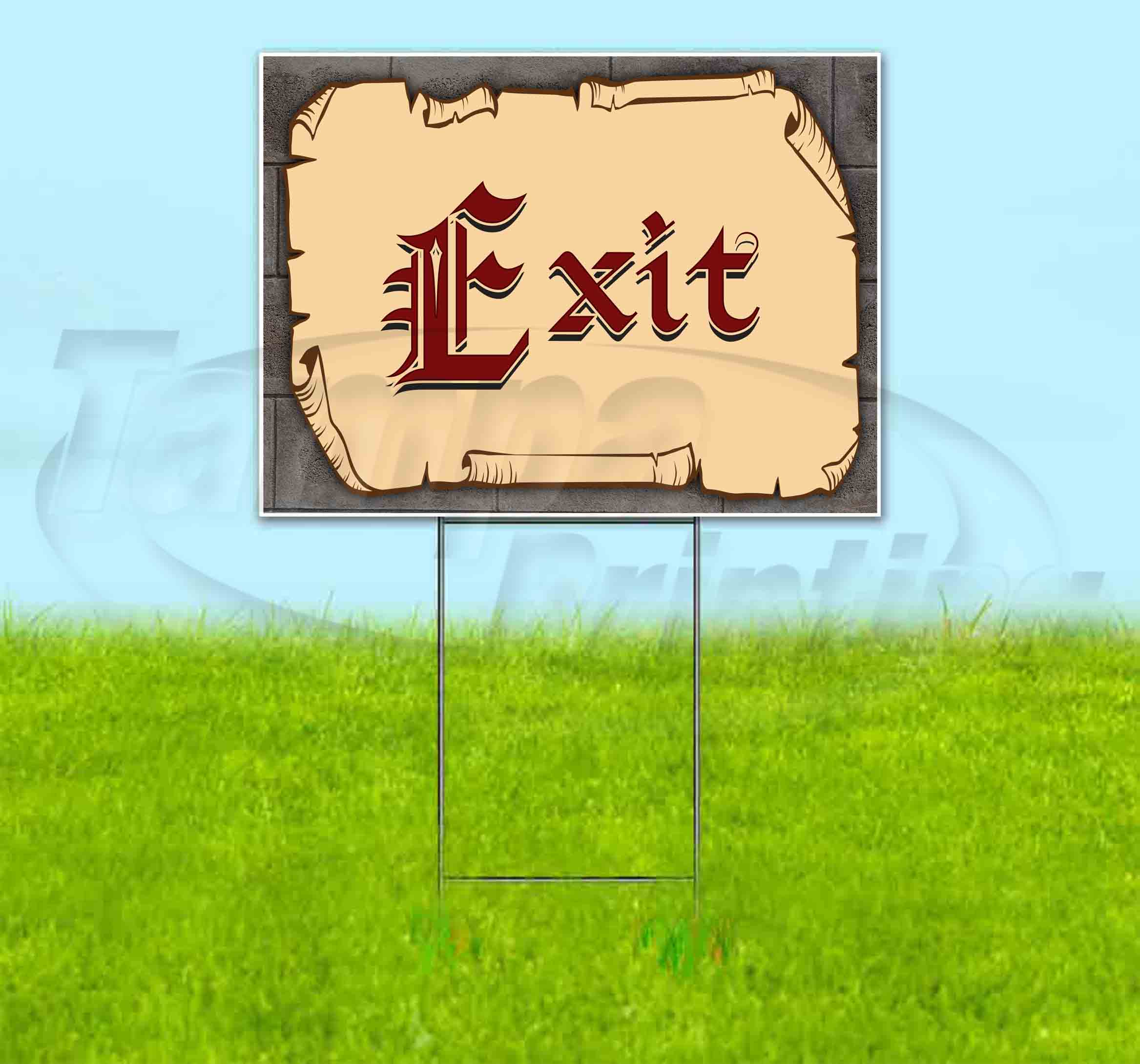 Medieval Fair Exit Red Scroll (18" X 24") Yard Sign, Includes Metal ...