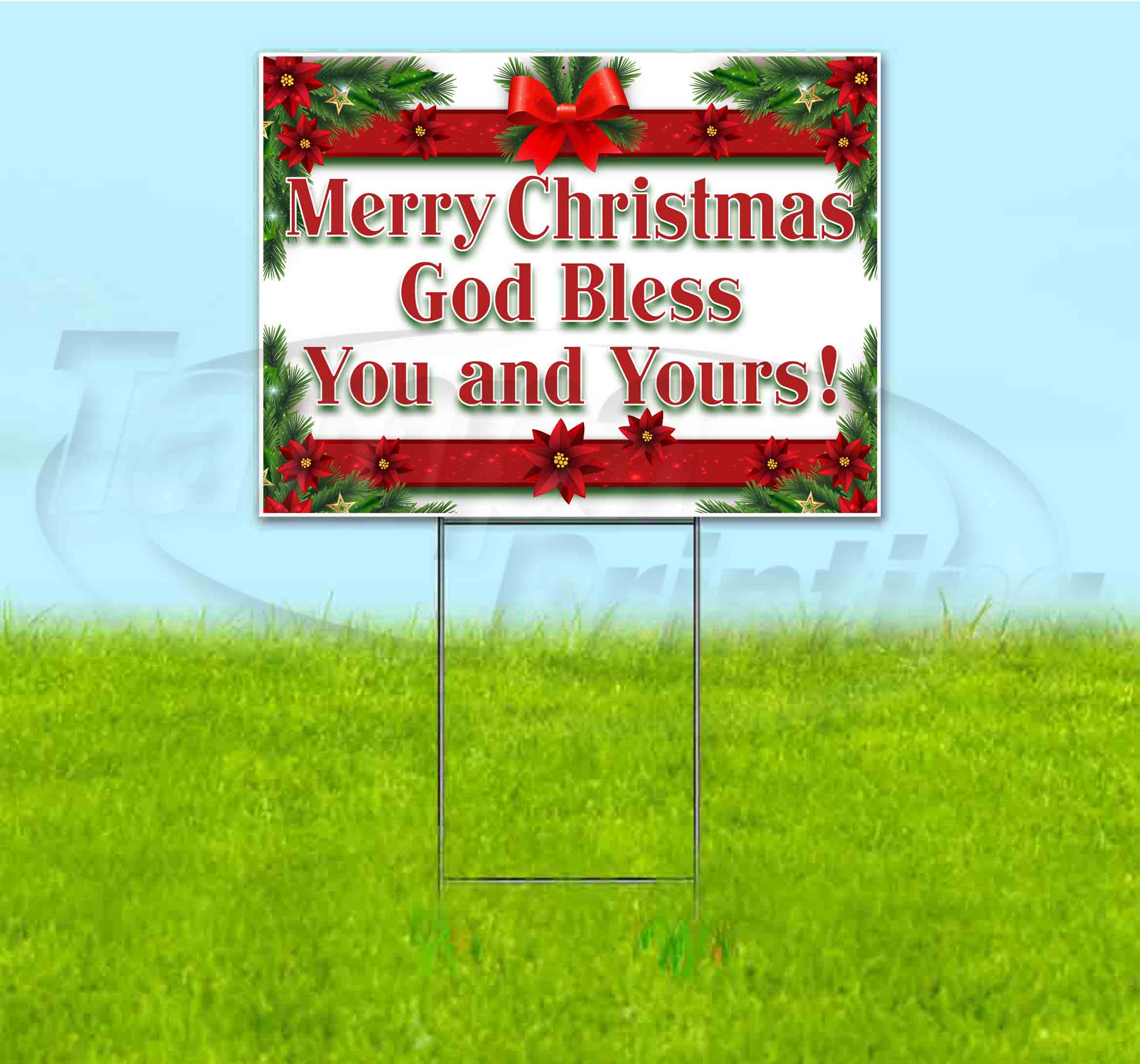 Merry Christmas God Bless You And Yours! (18" x 24") Yard Sign ...
