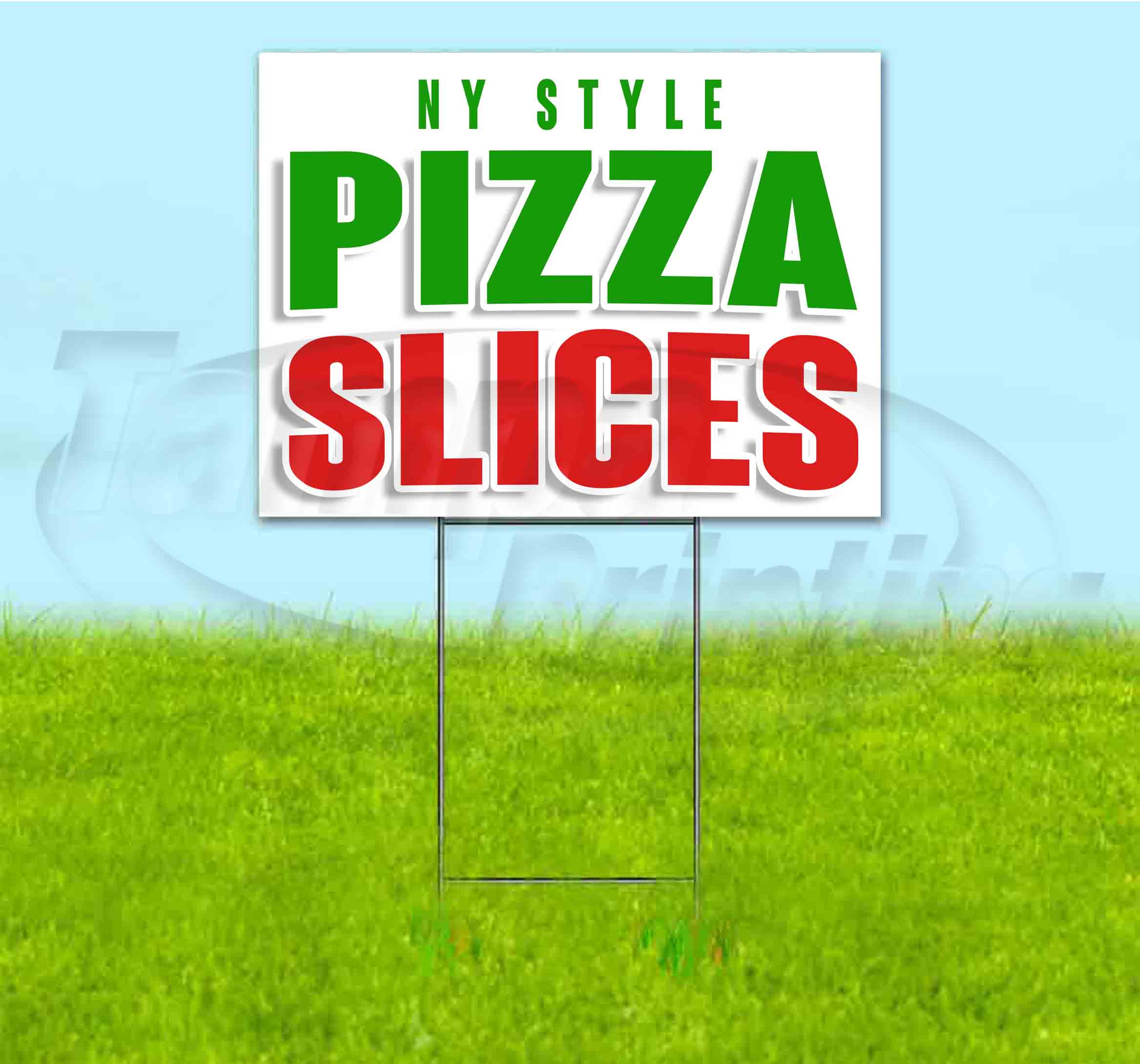Ny Style Pizza Slices (18" x 24") Yard Sign, Includes Metal Step Stake ...