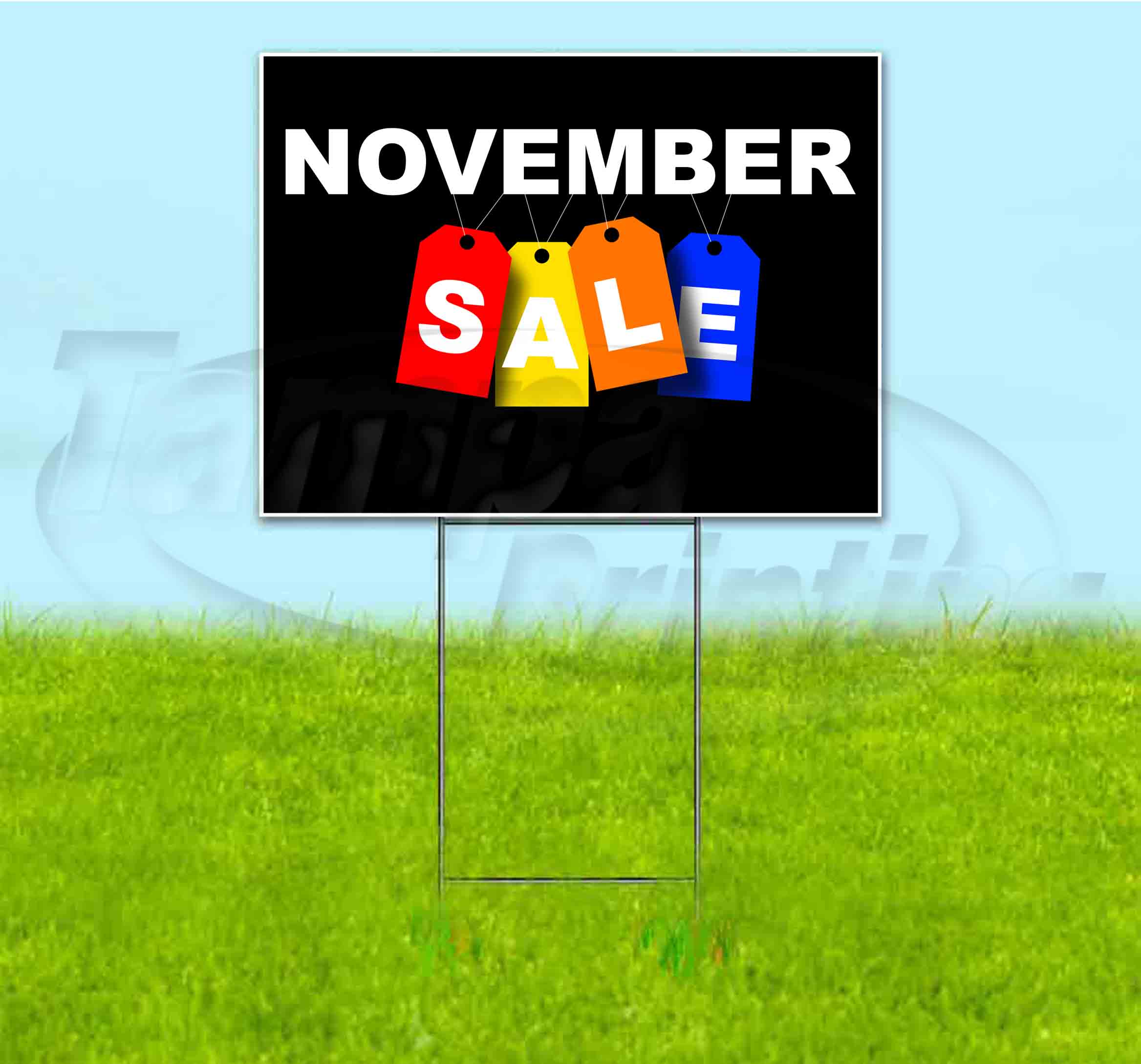 November Sale Tag (18" x 24") Yard Sign, Includes Metal Step Stake ...