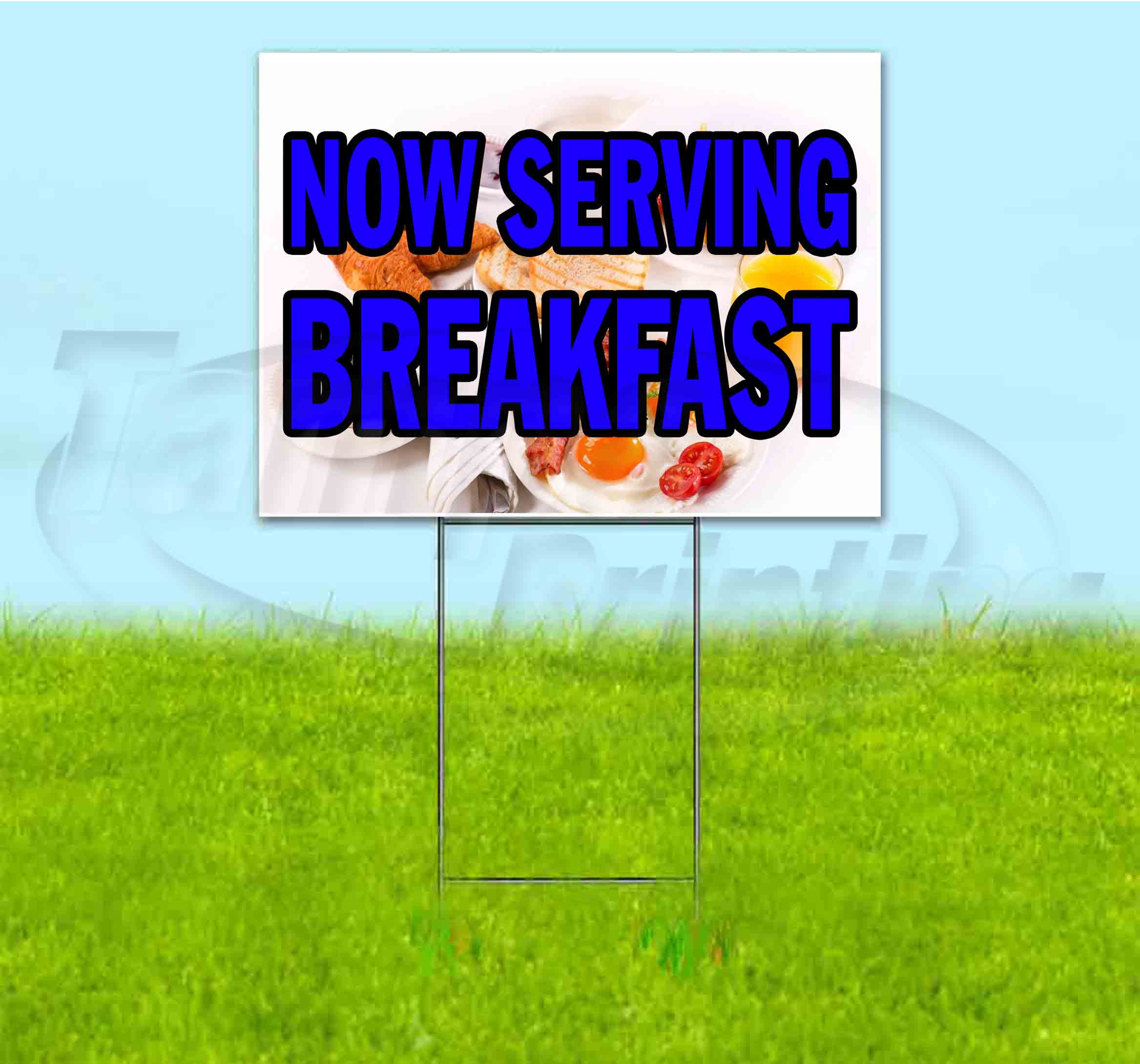 Now Serving Breakfast (18" x 24") Yard Sign, Includes Metal Step Stake ...