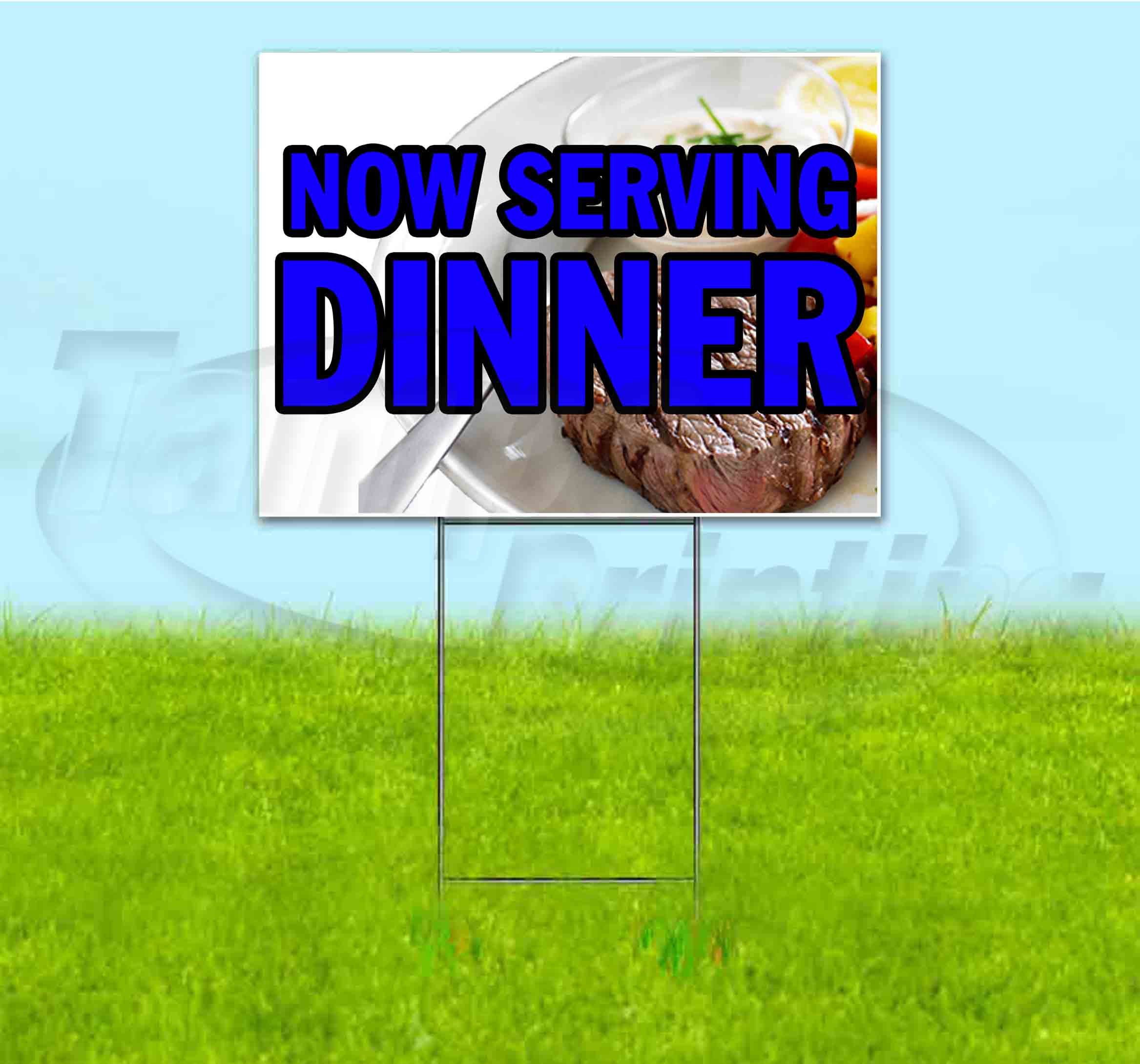 Now Serving Dinner (18" x 24") Yard Sign, Includes Metal Step Stake ...