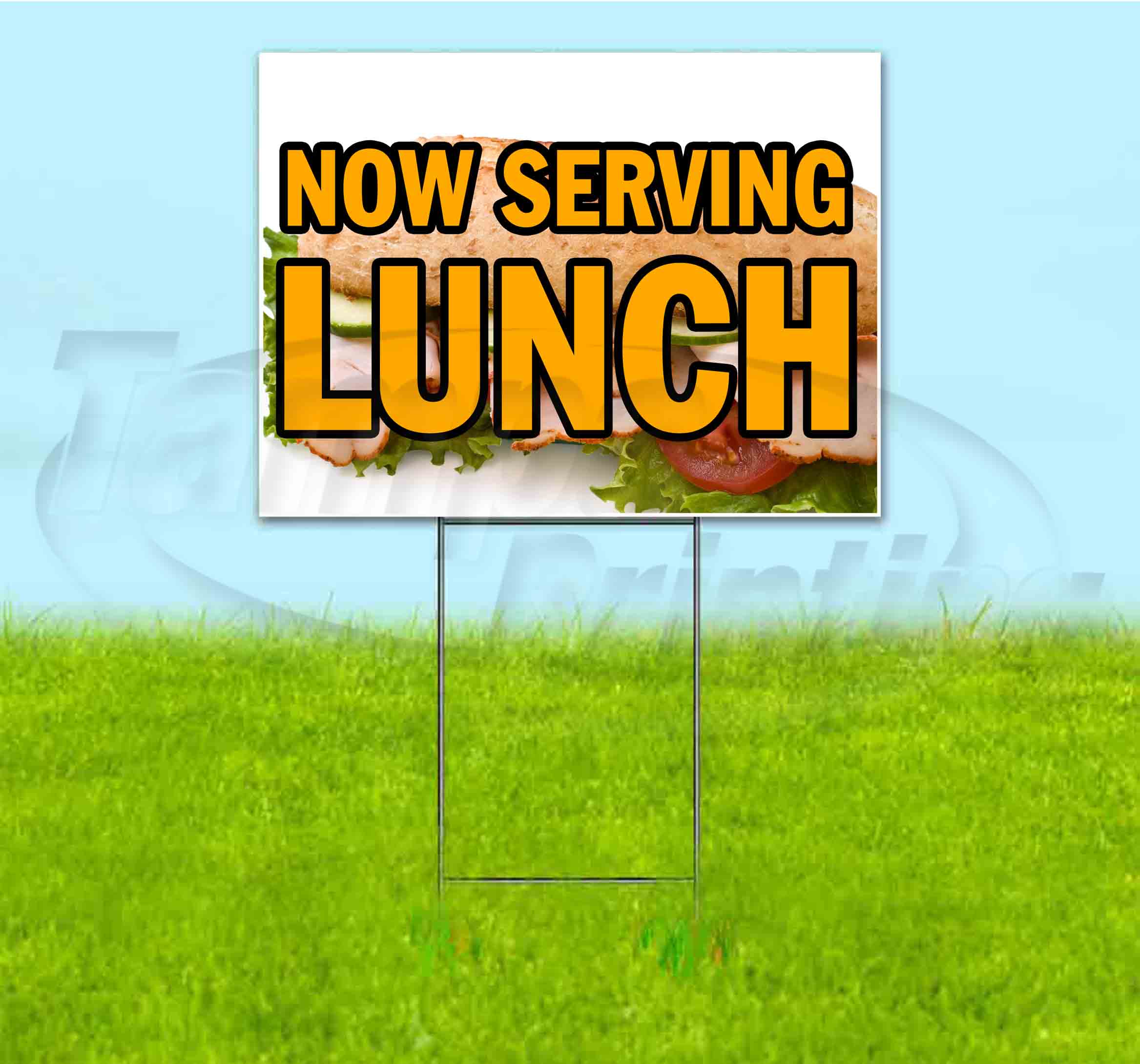 Now Serving Lunch (18" x 24") Yard Sign, Includes Metal Step Stake ...