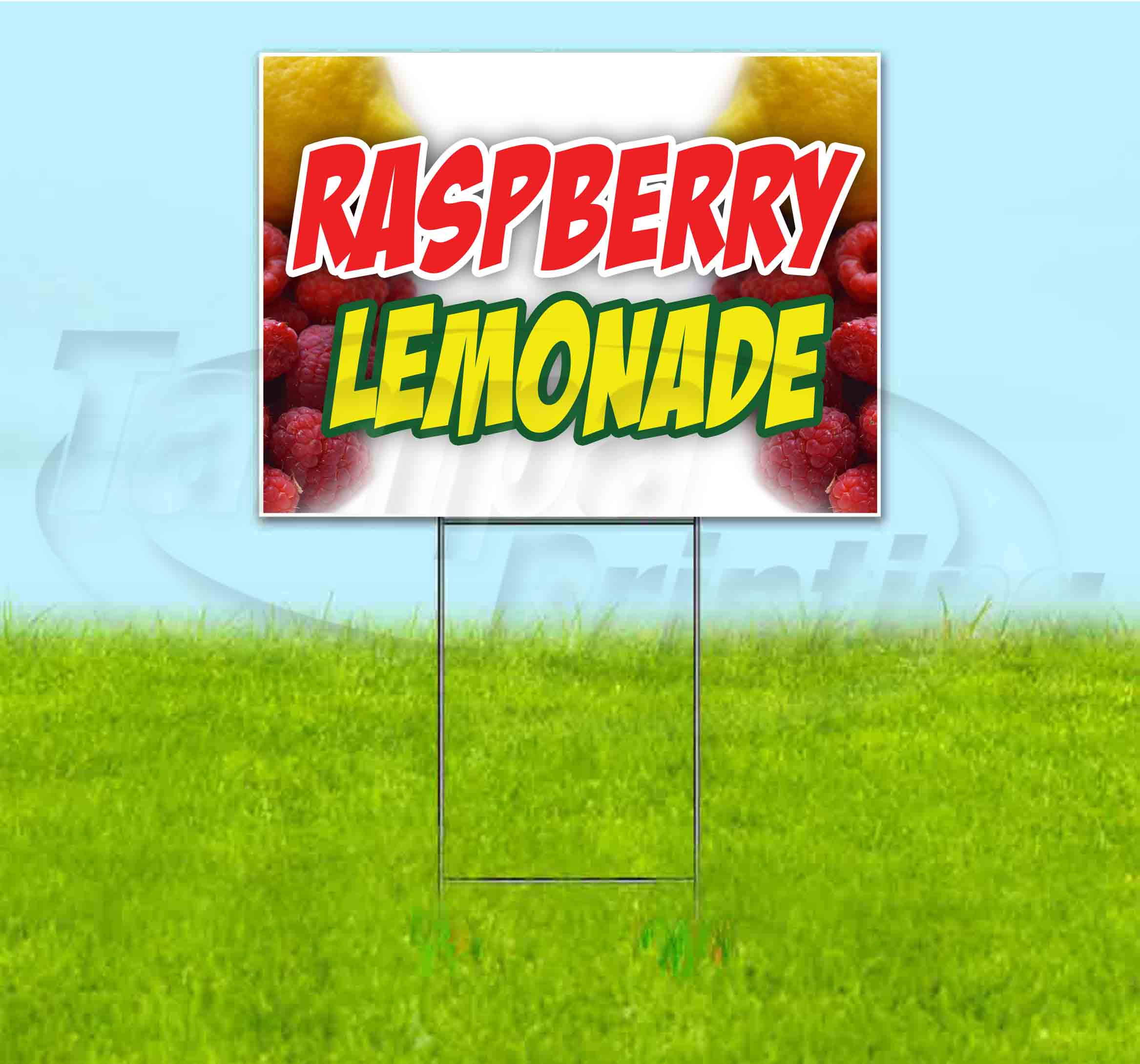 Raspberry Lemonade (18" x 24") Yard Sign, Includes Metal Step Stake ...