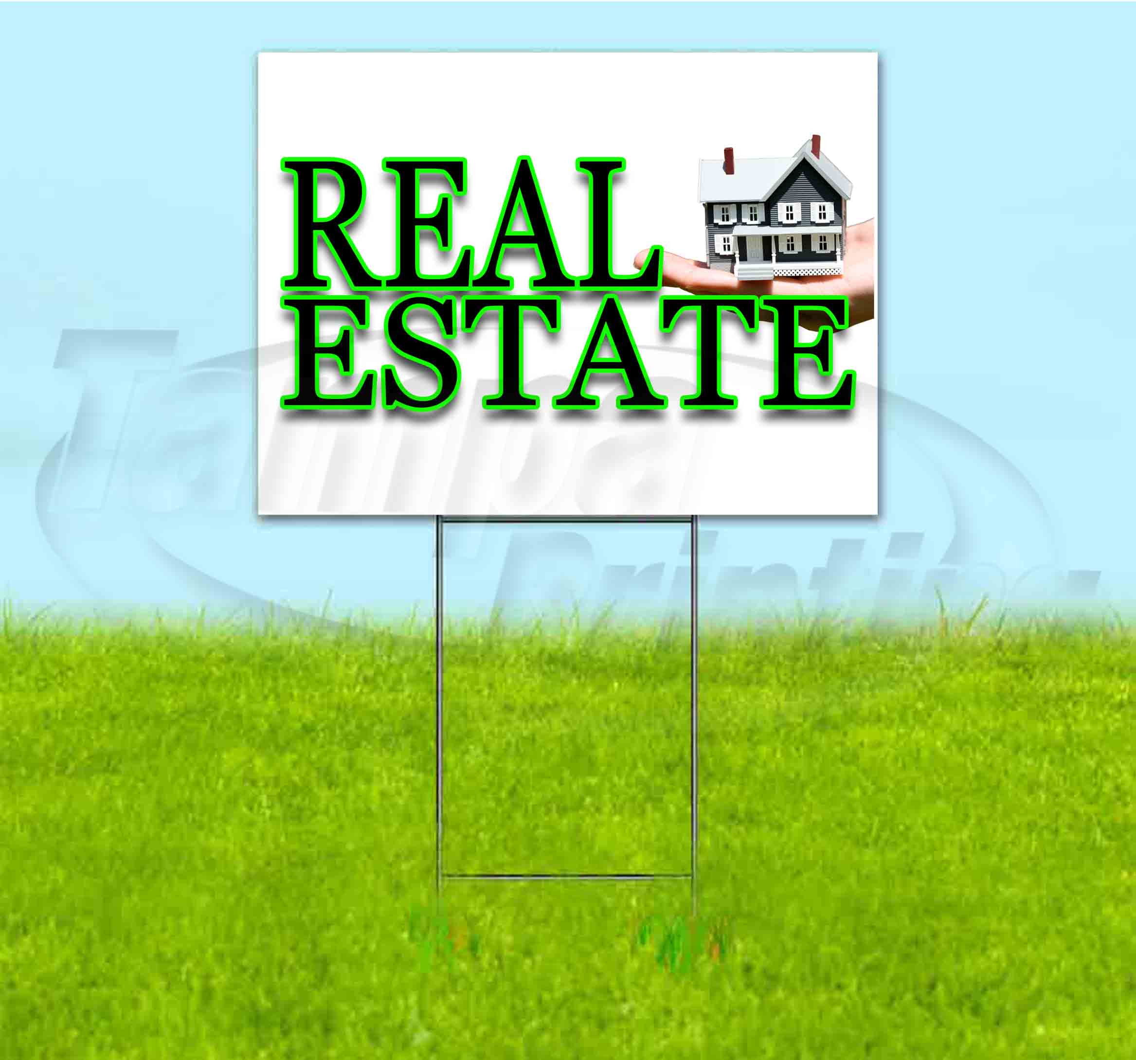 Real Estate (18" x 24") Yard Sign, Includes Metal Step Stake - Walmart.com