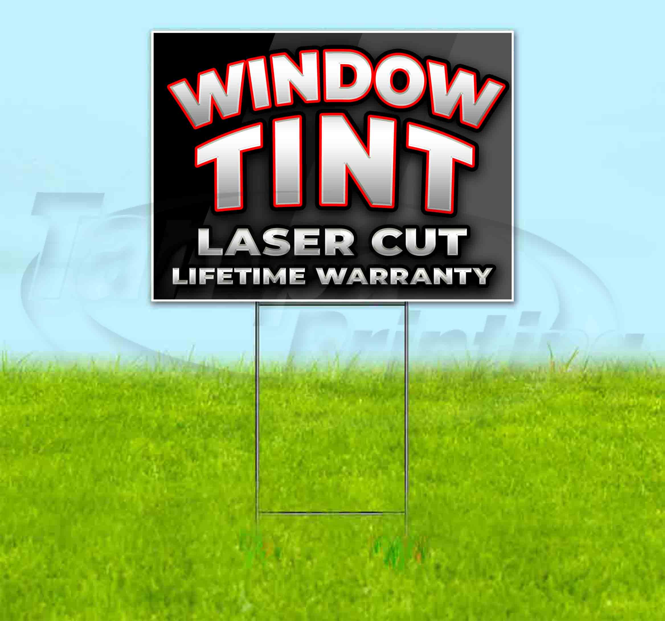 Window Tint Laser Cut Lifetime Warranty Red (18" x 24") Yard Sign ...