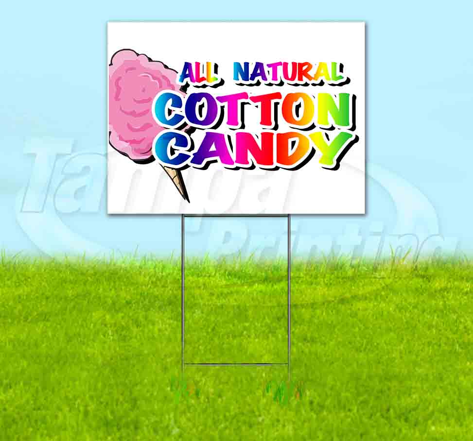 Rainbow All Natural Cotton Candy (18" x 24") Yard Sign, Includes Metal ...