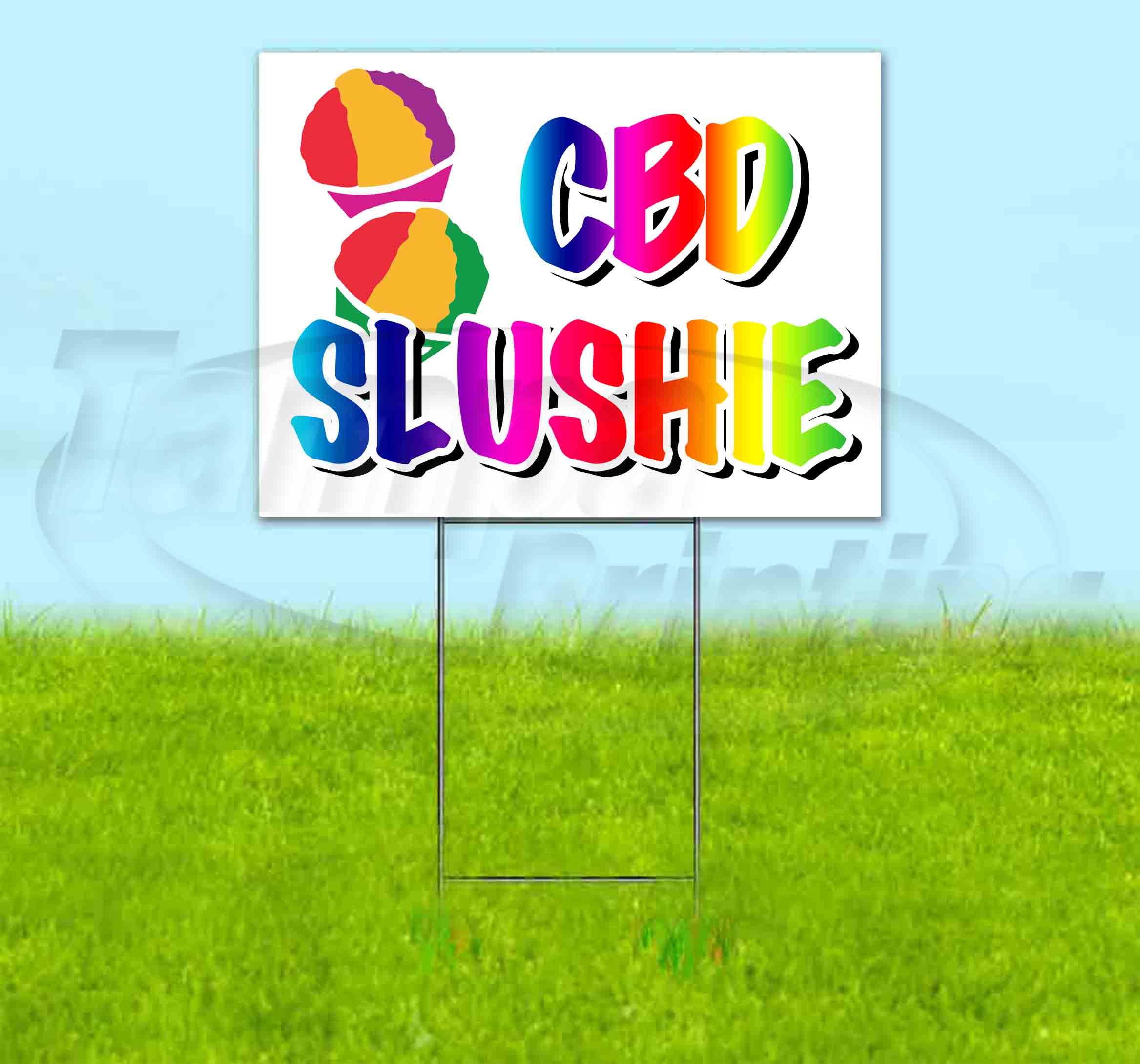 Rainbow Cbd Slushie V2 (18" X 24") Yard Sign, Includes Metal Step Stake ...