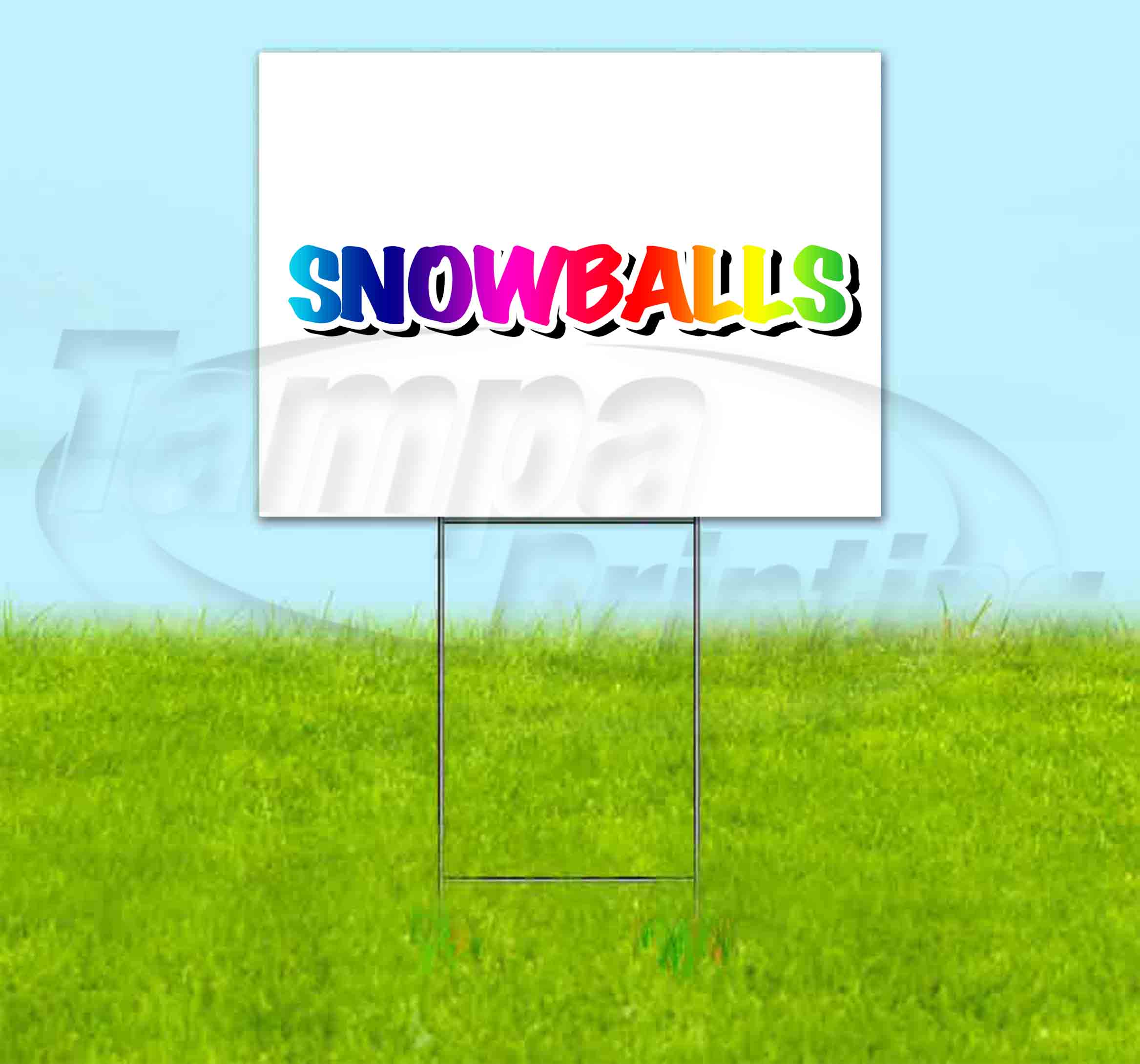 Rainbow Snowballs (18" X 24") Yard Sign, Includes Metal Step Stake ...