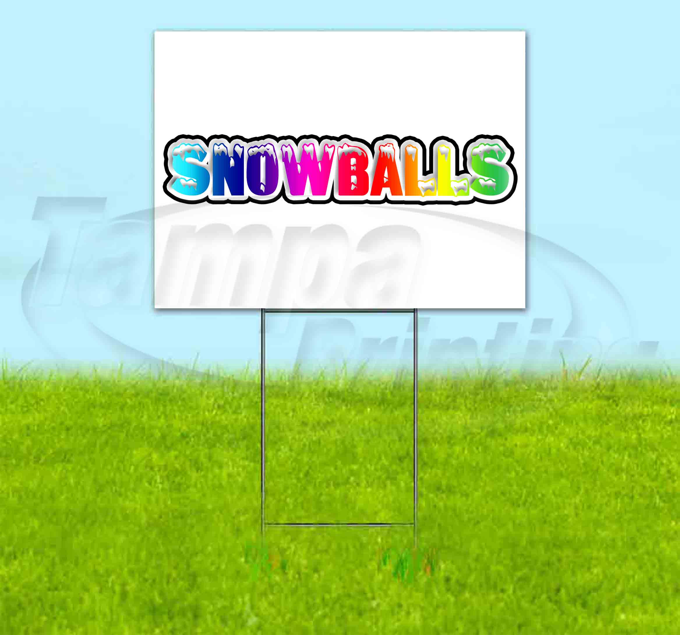 Rainbow Snowcaps Snowballs (18" X 24") Yard Sign, Includes Metal Step ...
