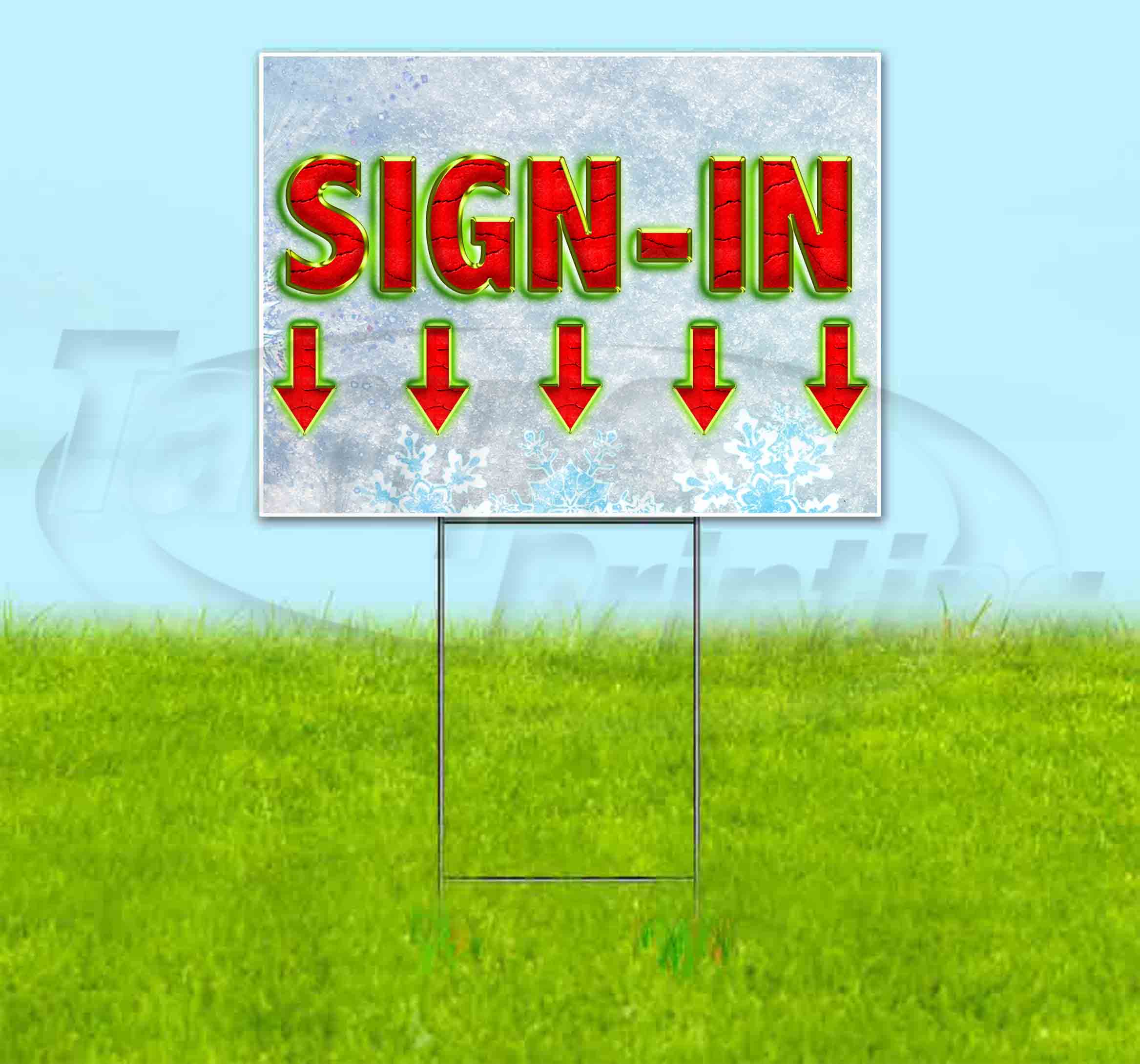 Sign-In Arrow (18" x 24") Yard Sign, Includes Metal Step Stake ...